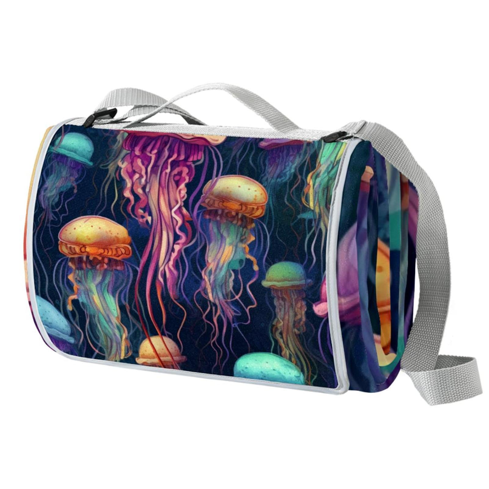 Jellyfish Outdoor Canvas Picnic Blanket Waterproof, Portable Beach Mat ...