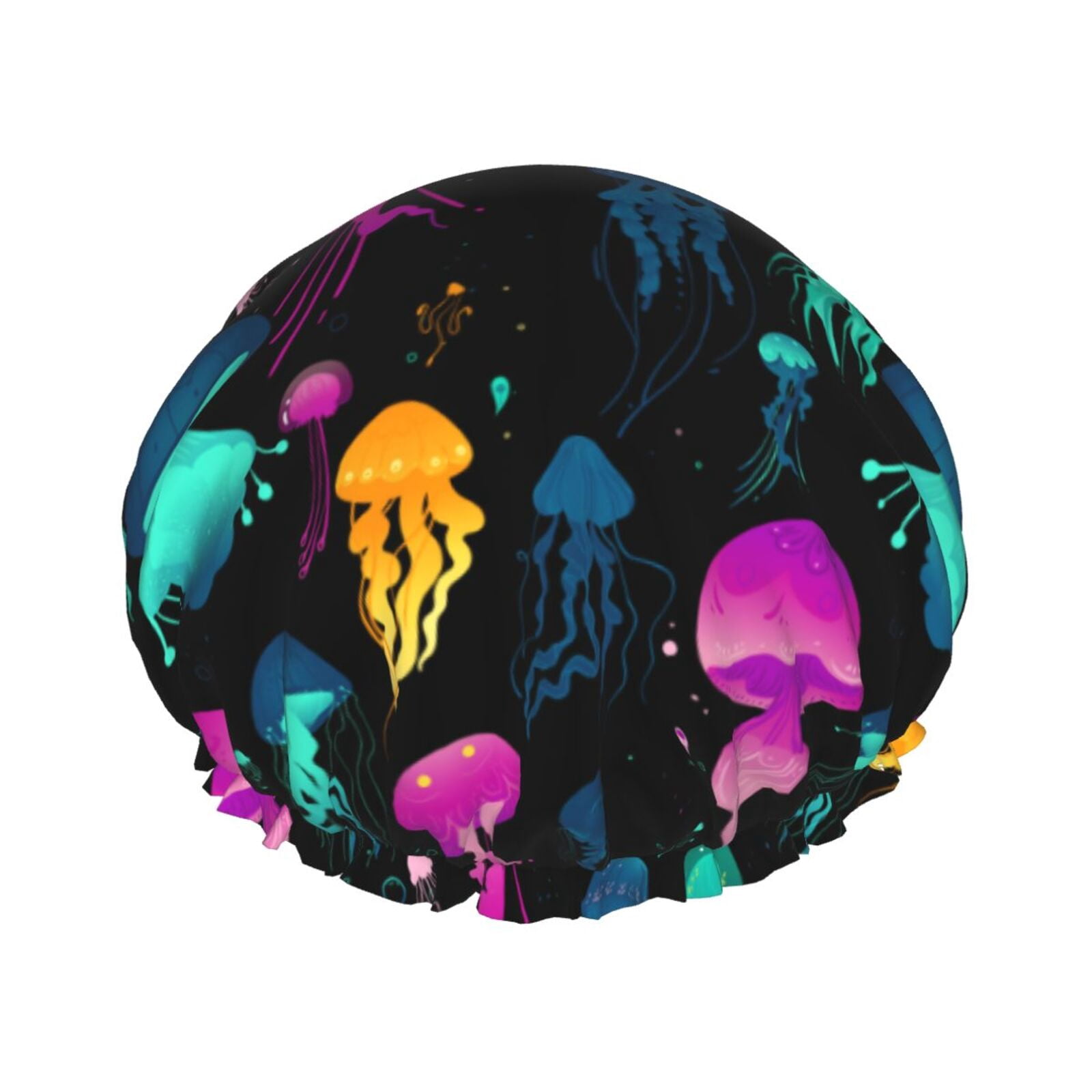 Jellyfish Pattern No.9027 Shower Cap, Double Layers Shower Cap ...