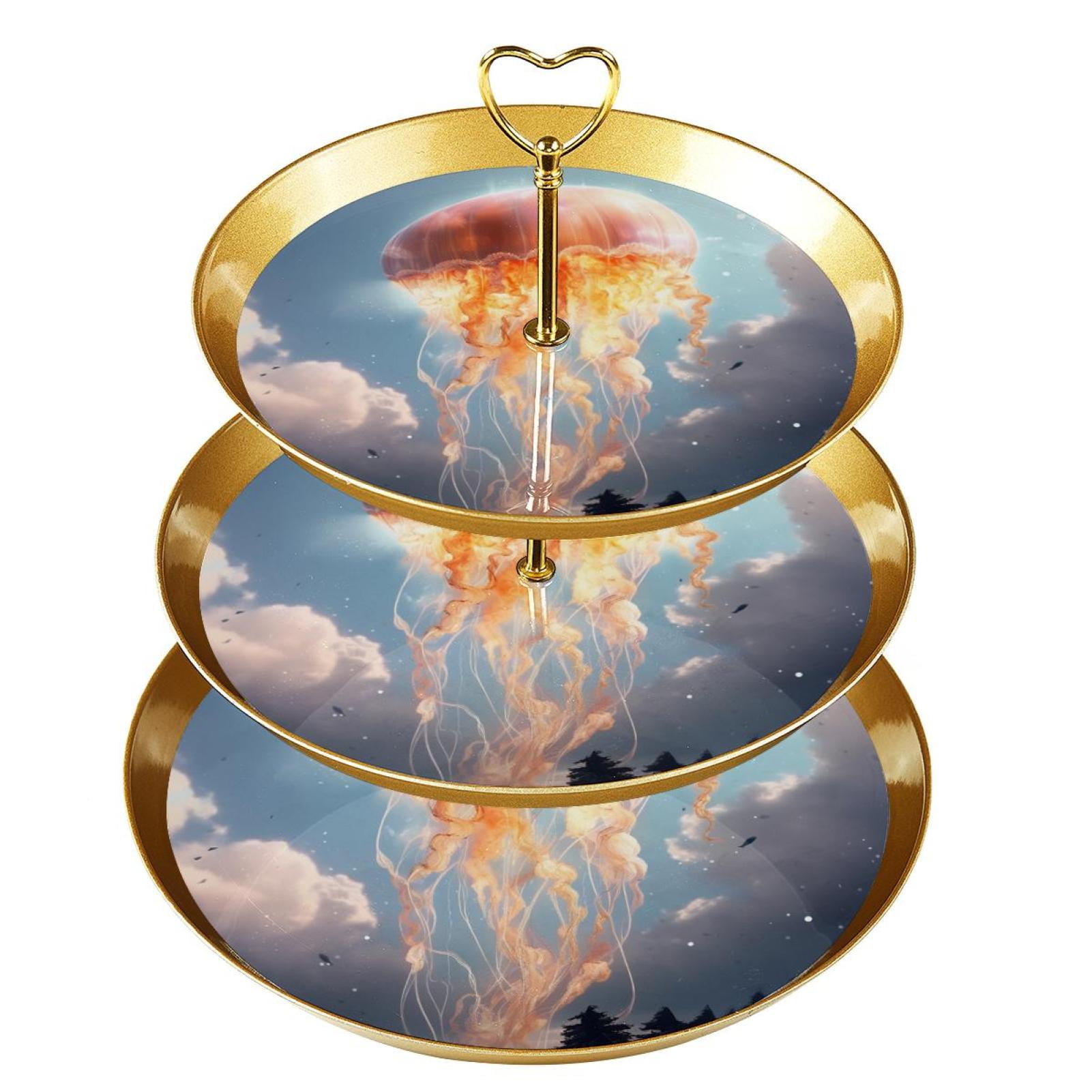 Jellyfish Plastic Discs and Iron Pillar Dessert Table Stand with Three ...