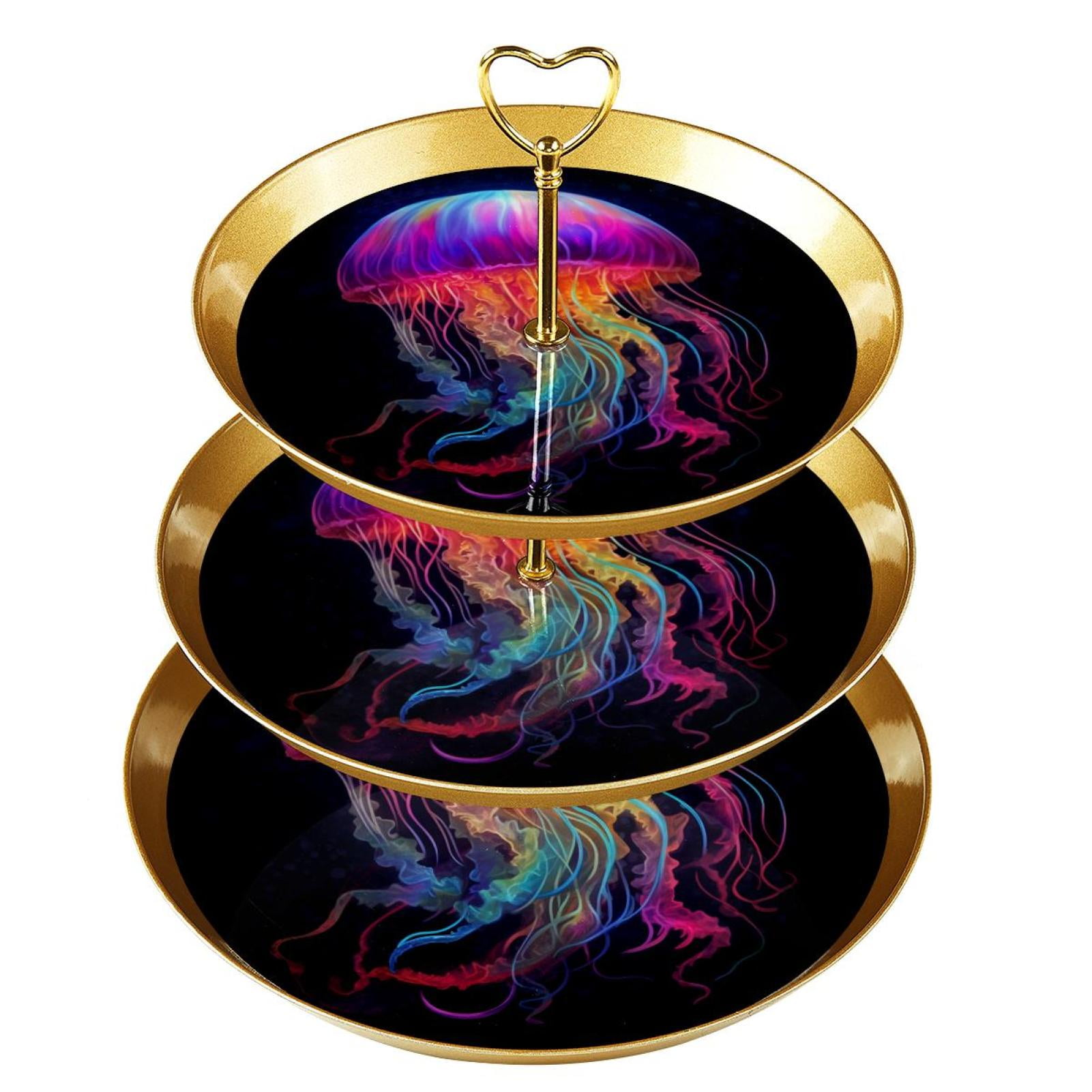 Jellyfish Plastic Discs and Iron Pillar Dessert Table Stand with Three ...