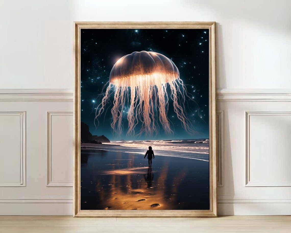 Jellyfish Print Jellyfish Poster Cottagecore Print Nautical Print ...