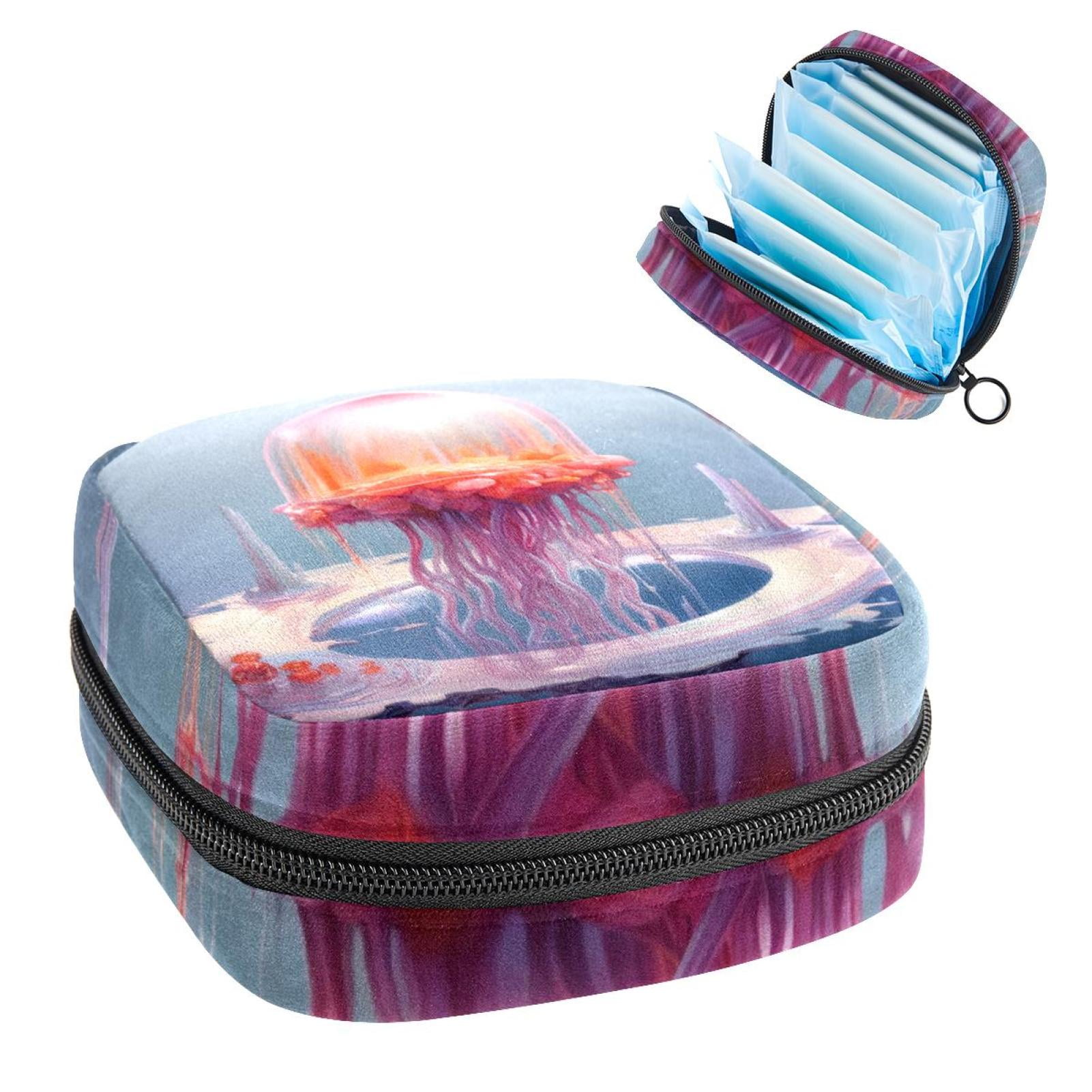 Jellyfish Sanitary Napkin Bag Pouch with Zipper, Period Purse Large ...