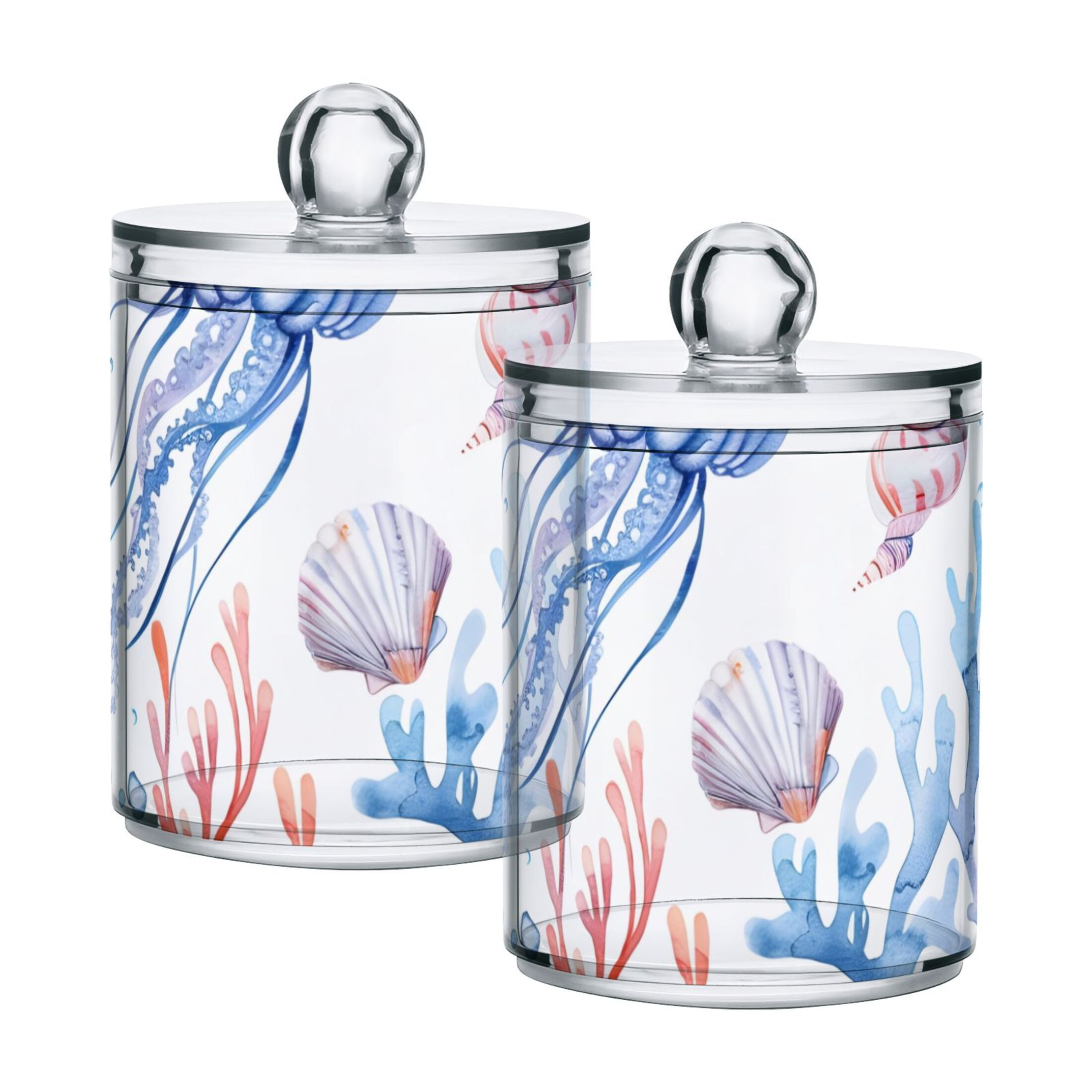Jellyfish Seahorse Coral Shells Starfishes Translucent Plastic Cans ...