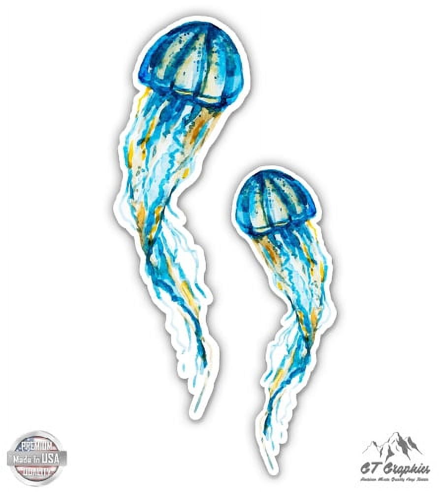 Jellyfish Set of 2 - 9" Vinyl Sticker - For Car Laptop I-Pad ...