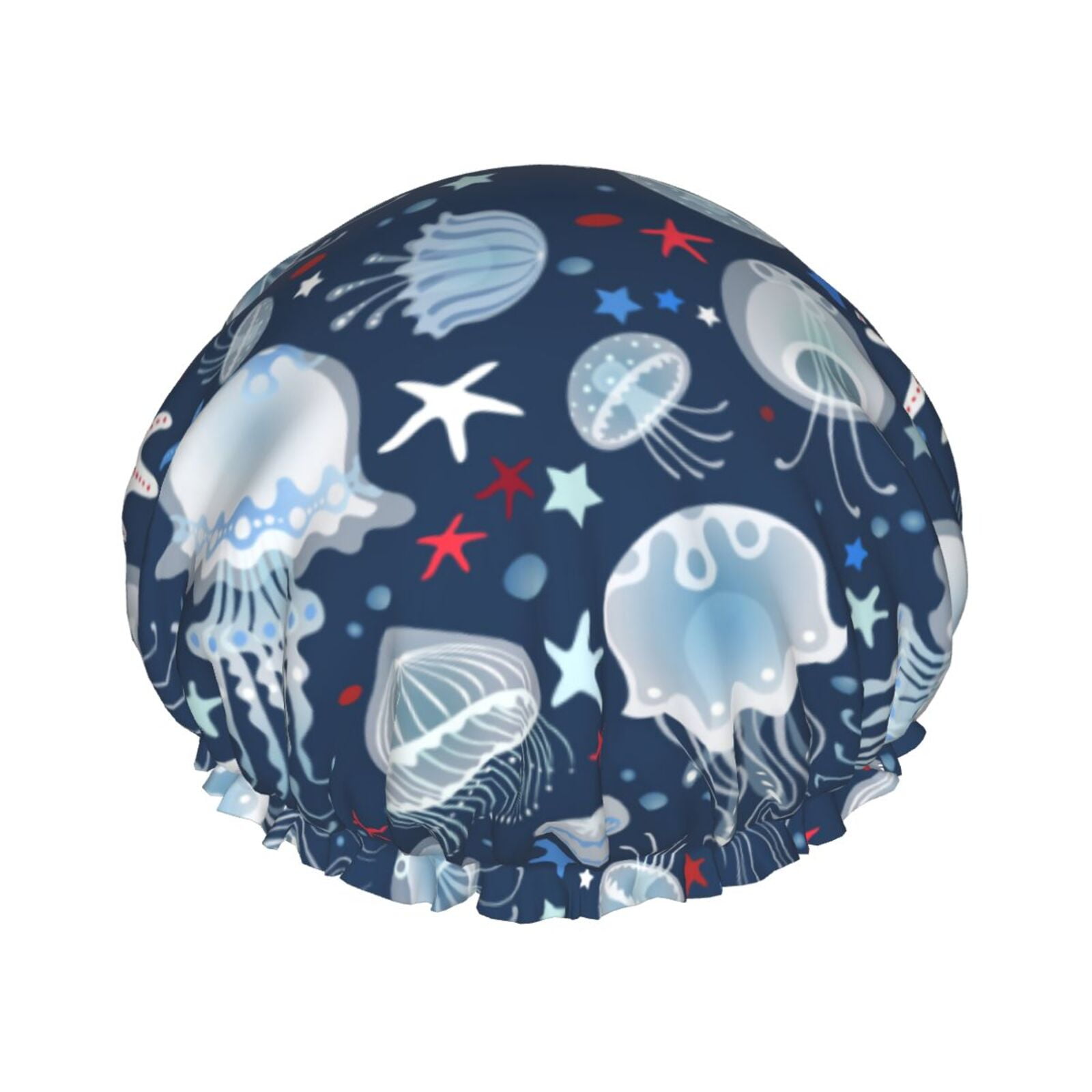 Jellyfish Starfish Shower Cap, Reusable Bath Hair Hat for all Hair ...