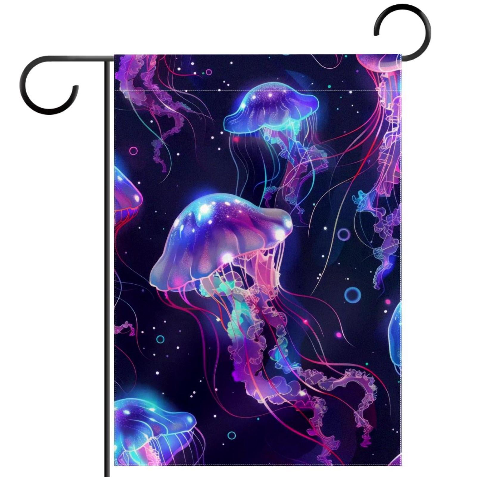Jellyfish Swimming Undersea Pattern Garden Flag Double Sided House Flag for Outdoor Home ...