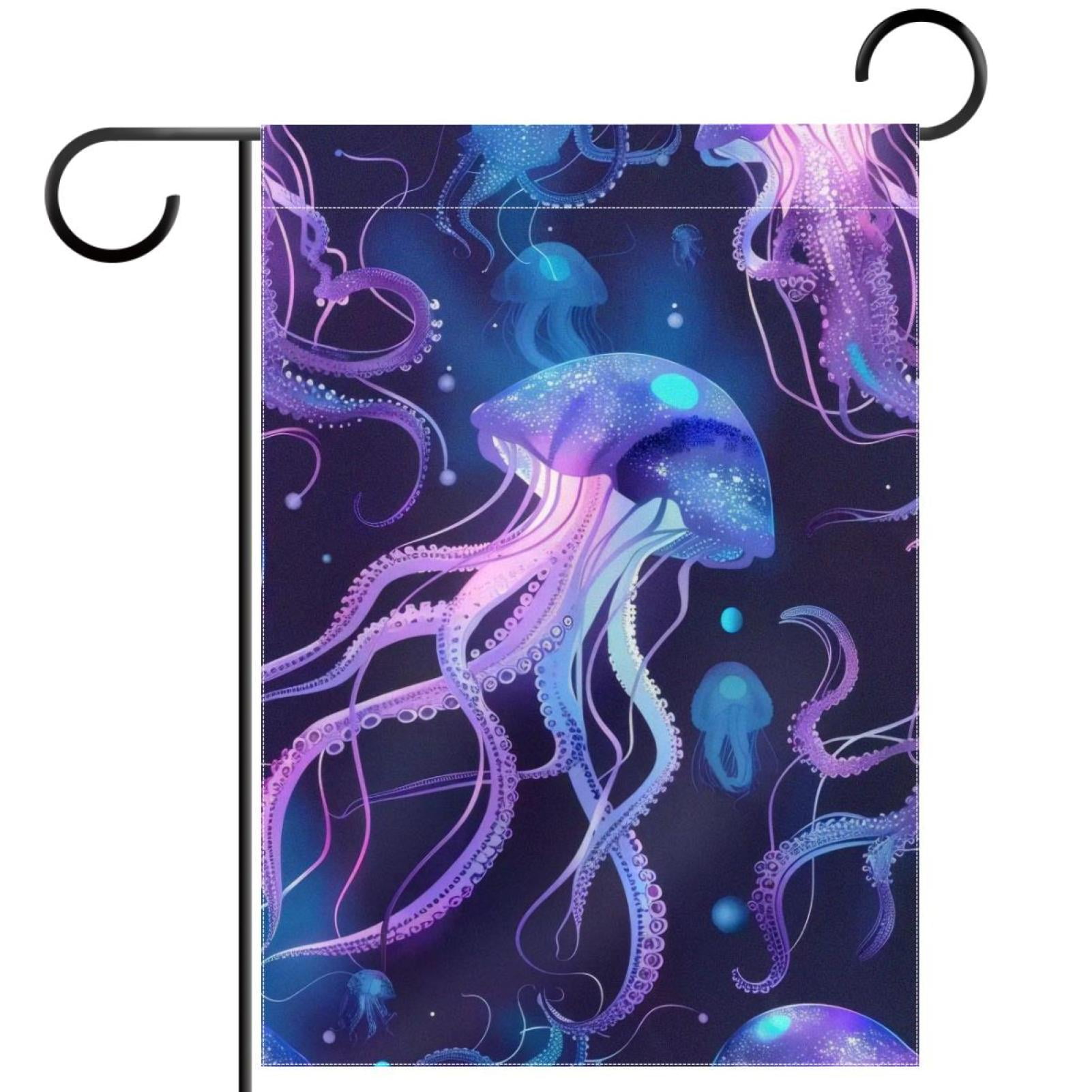 Jellyfish Swimming Undersea Seamless Pattern Garden Flag Double Sided House Flag for Outdoor ...