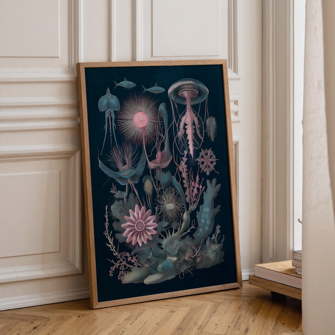 Jellyfish Wall Art Glowing Ocean Illustration Modern Coastal Home Décor ...