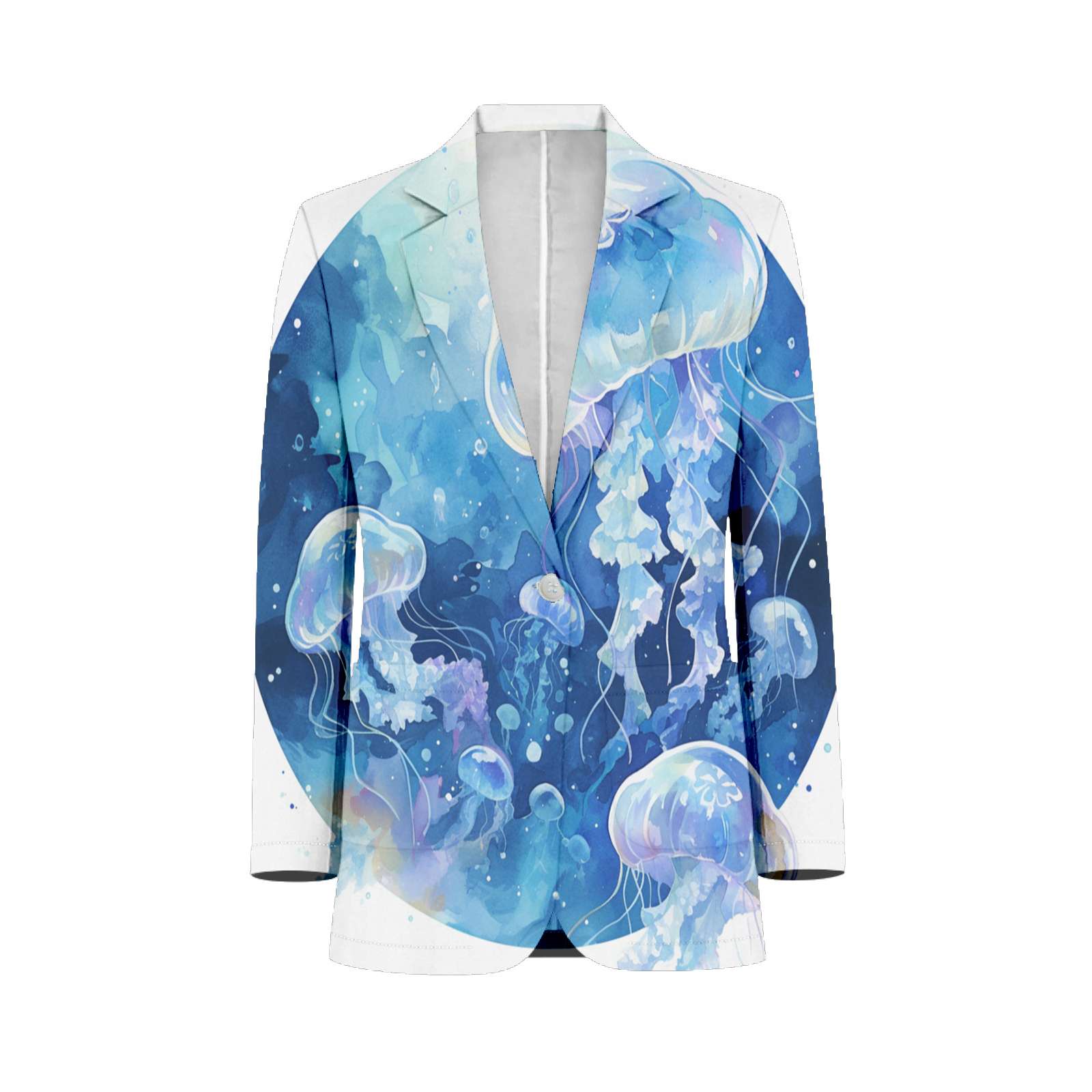 Jellyfish Watercolor Mens Suits Shawl Collar Slim Fit Suit Mens Groom ...