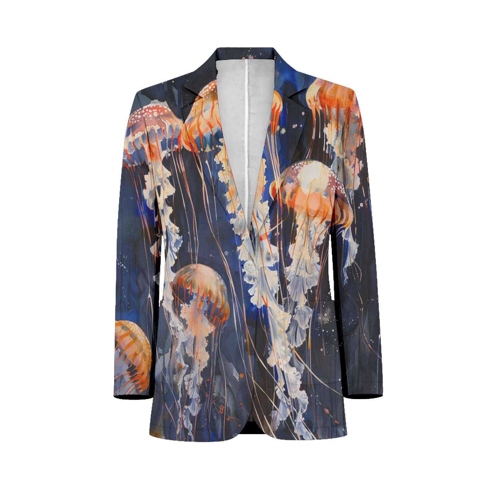 Jellyfish Watercolor Mens Suits Shawl Collar Slim Fit Suit Mens Groom ...