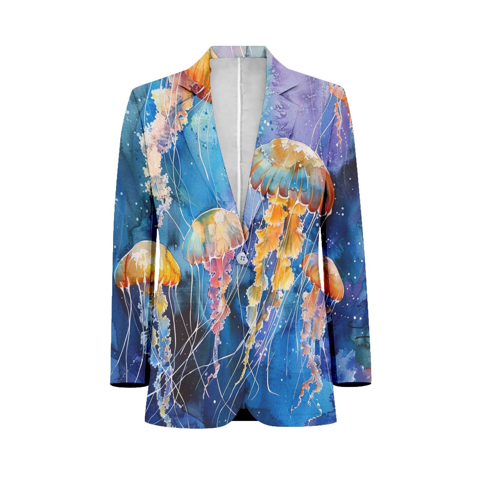 Jellyfish Watercolor Mens Suits Shawl Collar Slim Fit Suit Mens Groom ...