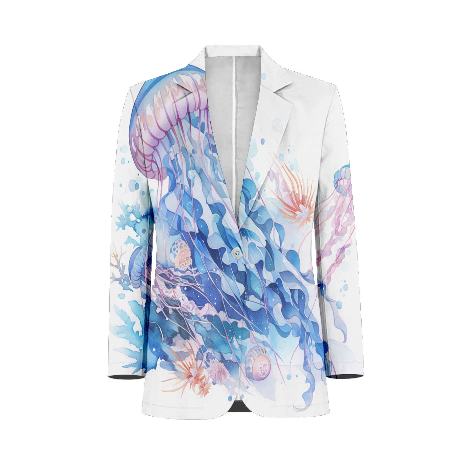 Jellyfish Watercolor Mens Suits Shawl Collar Slim Fit Suit Mens Groom ...