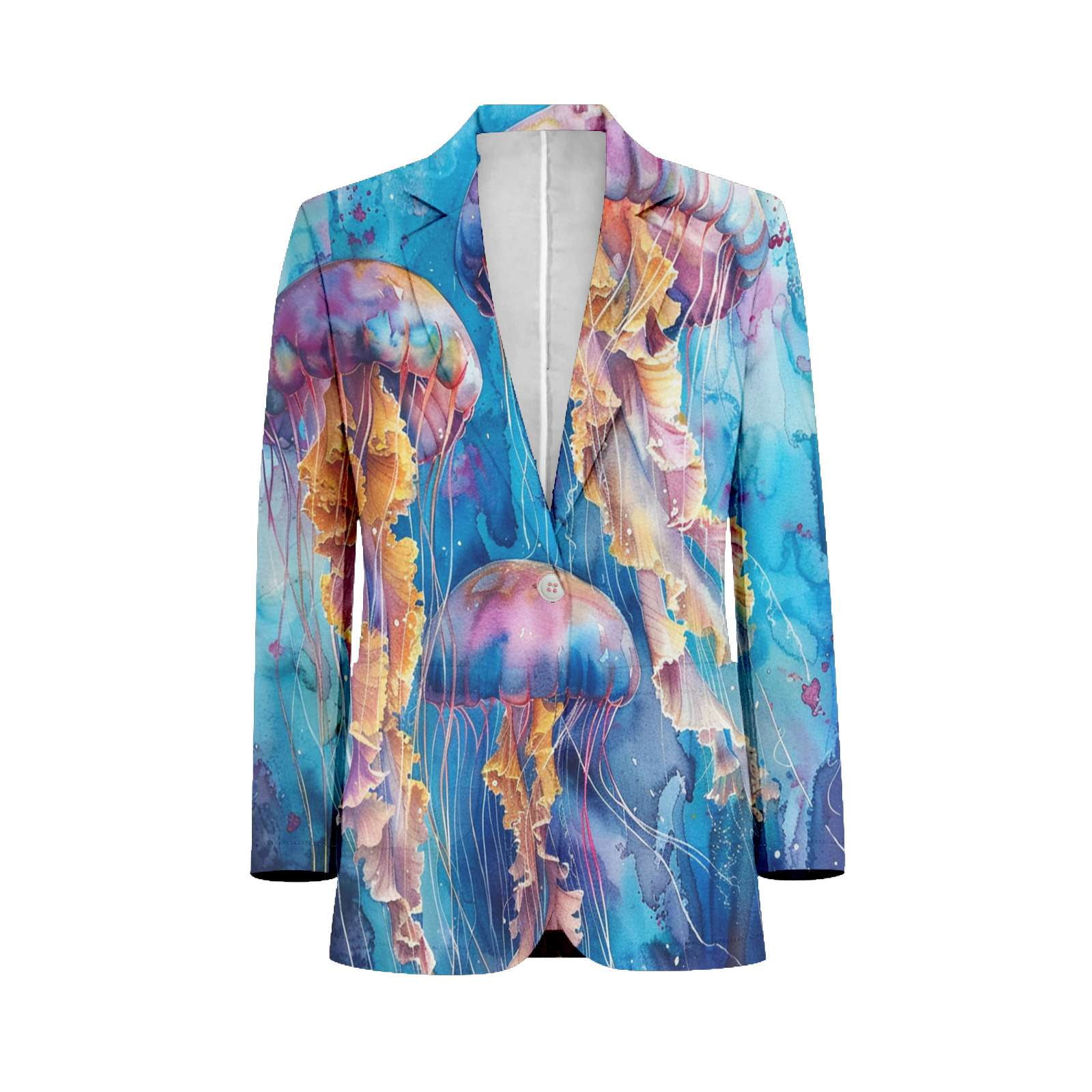 Jellyfish Watercolor Mens Suits Shawl Collar Slim Fit Suit Mens Groom ...