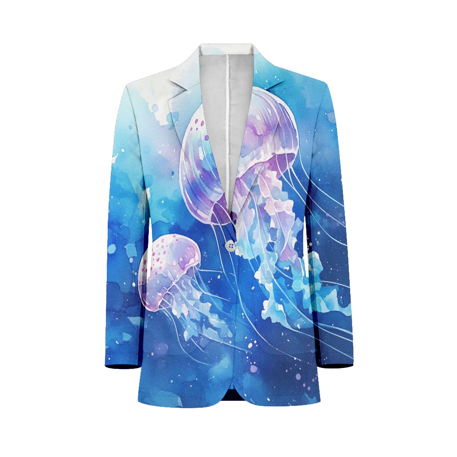 Jellyfish Watercolor Mens Suits Shawl Collar Slim Fit Suit Mens Groom ...