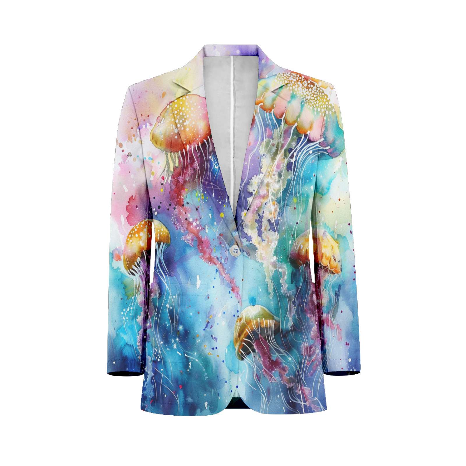Jellyfish Watercolor Mens Suits Shawl Collar Slim Fit Suit Mens Groom ...