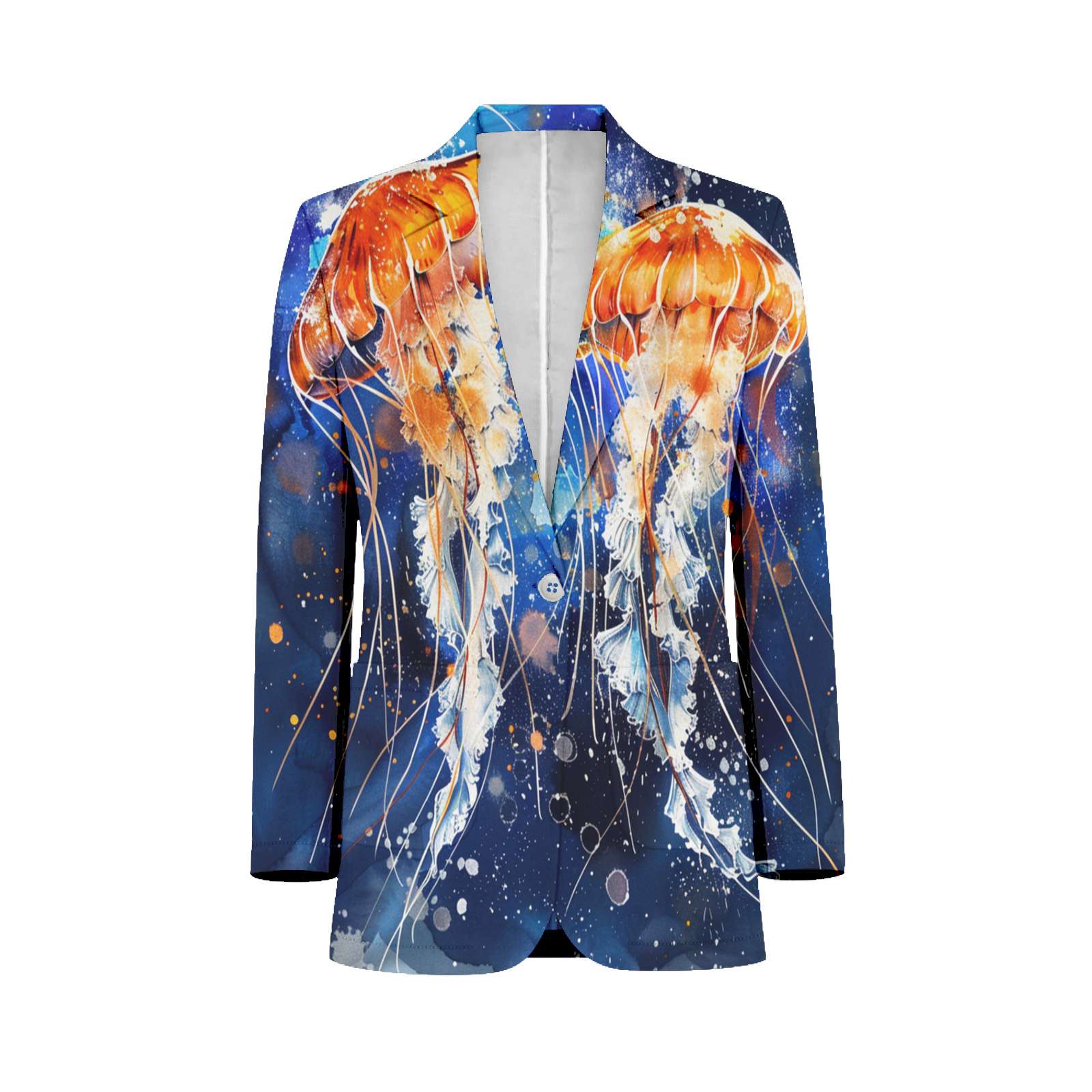 Jellyfish Watercolor Mens Suits Shawl Collar Slim Fit Suit Mens Groom ...