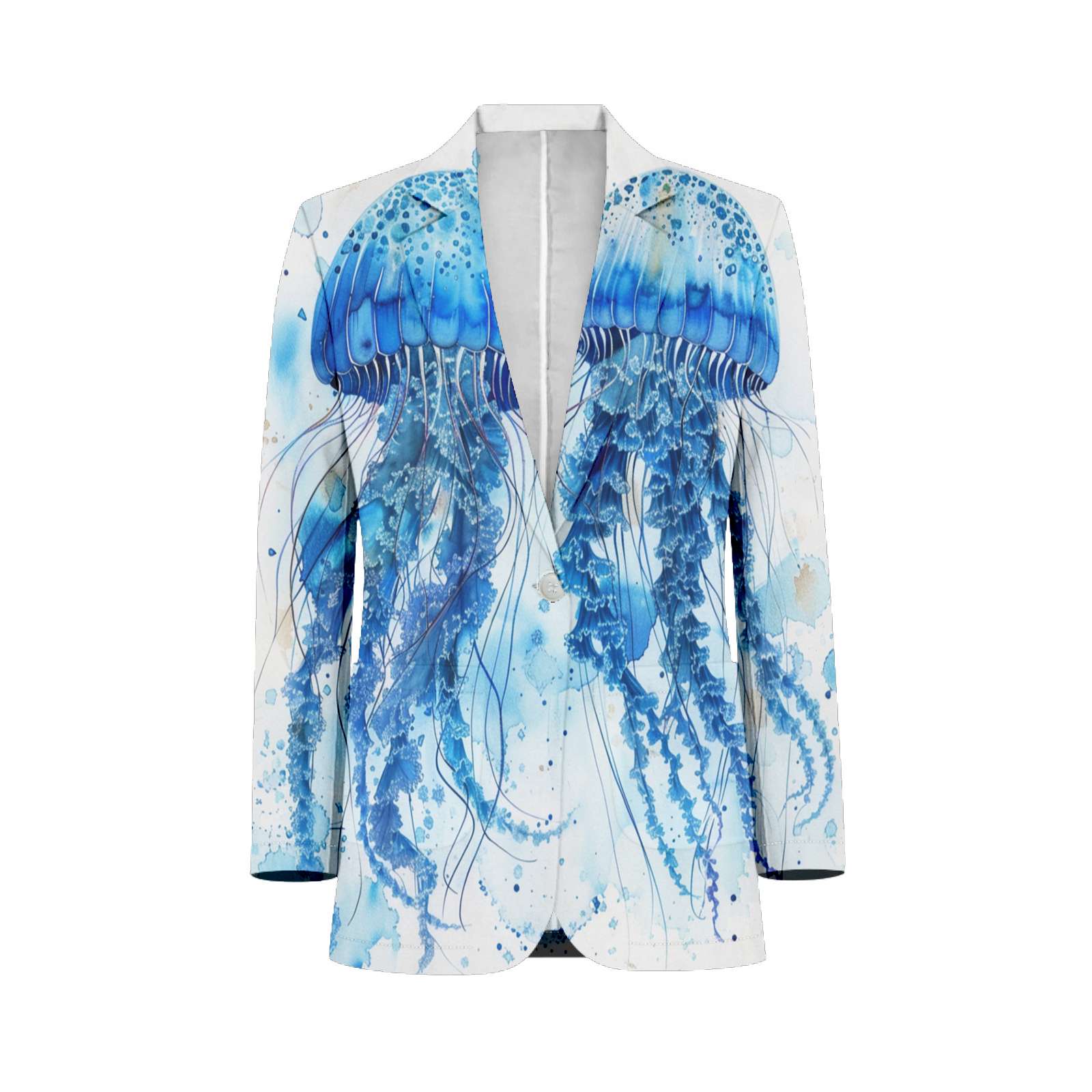 Jellyfish Watercolor Mens Suits Shawl Collar Slim Fit Suit Mens Groom ...