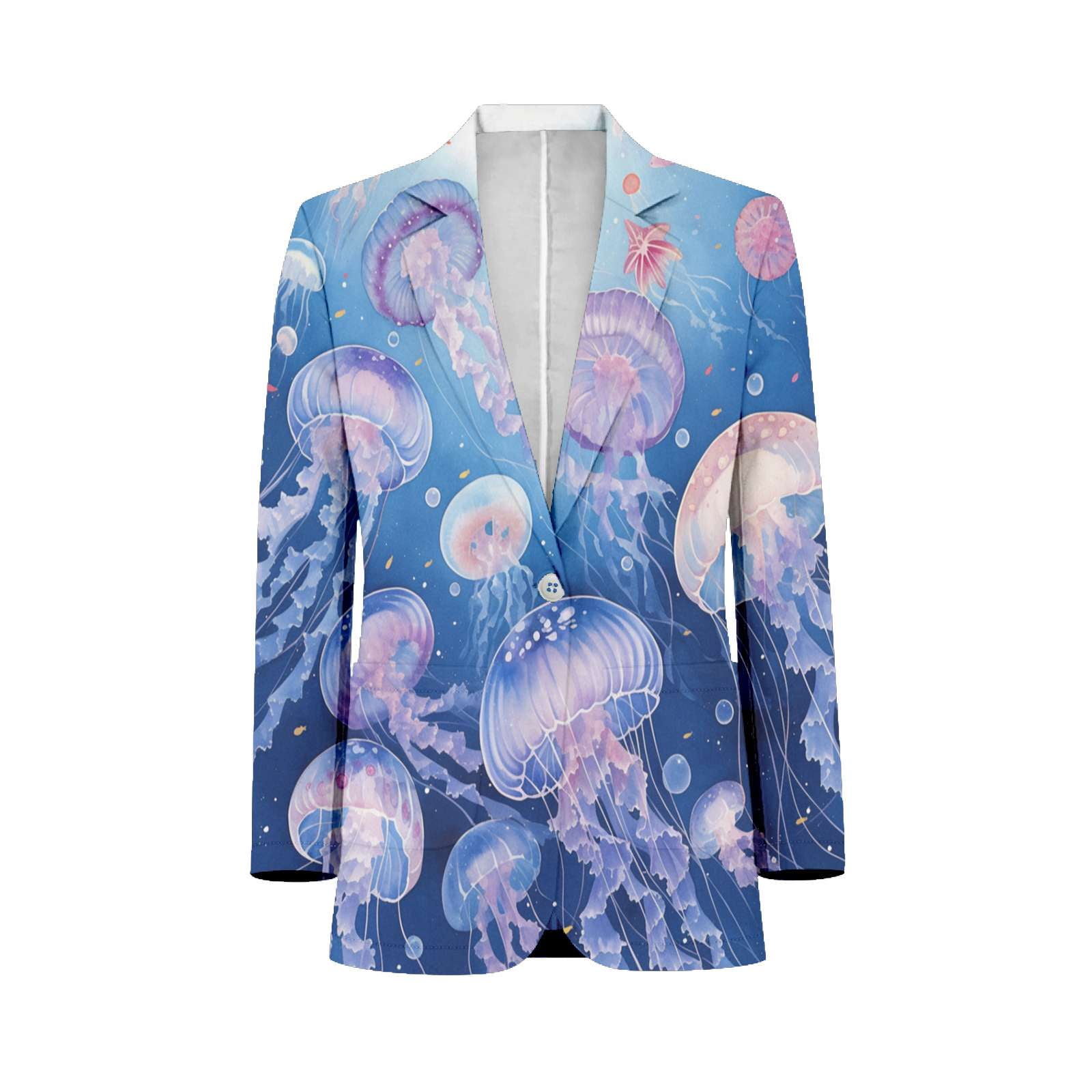 Jellyfish Watercolor Mens Suits Shawl Collar Slim Fit Suit Mens Groom ...