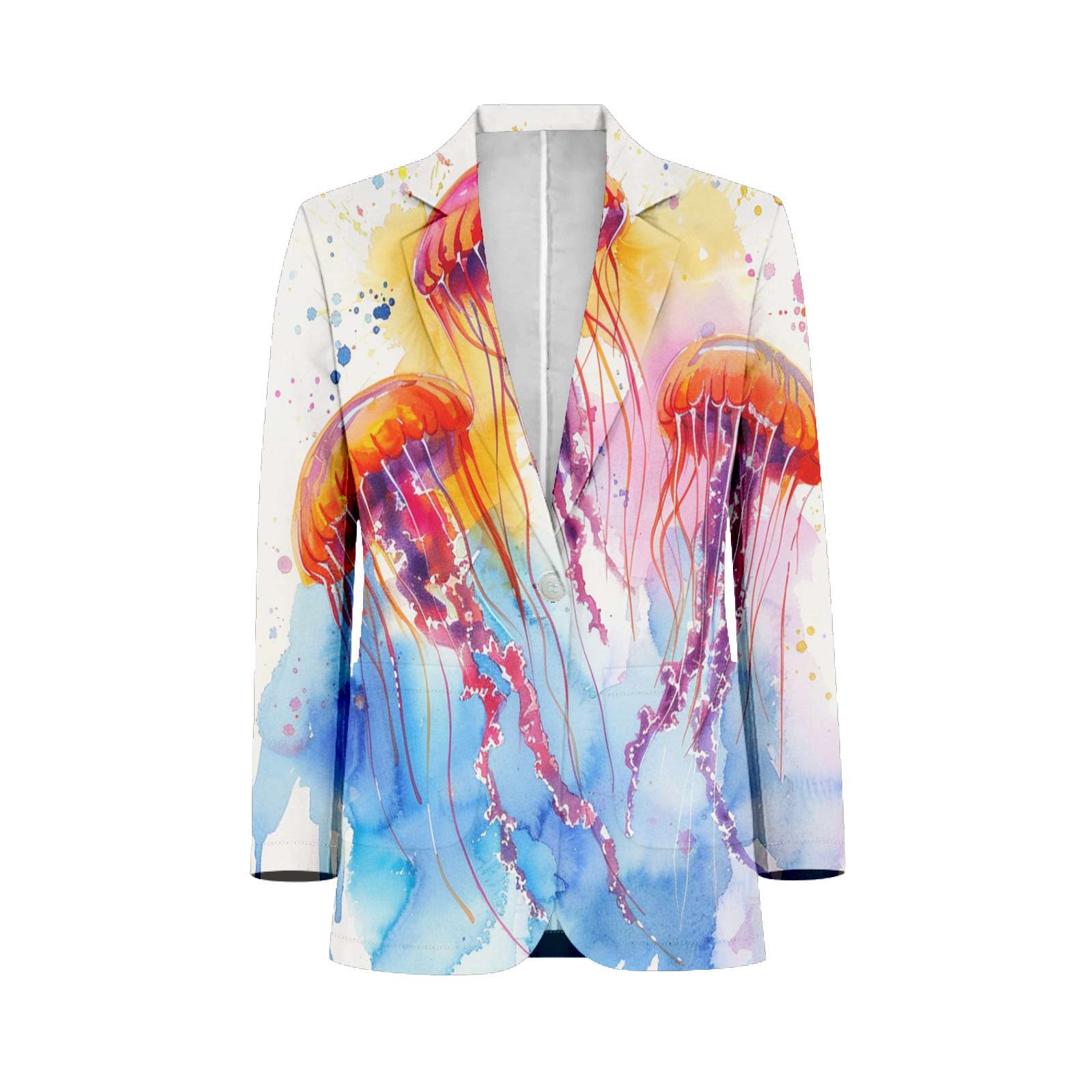 Jellyfish Watercolor Mens Suits Shawl Collar Slim Fit Suit Mens Groom ...