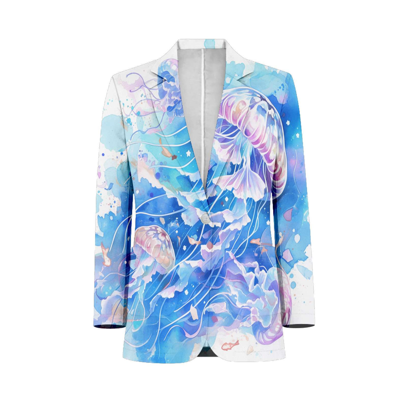 Jellyfish Watercolor Mens Suits Shawl Collar Slim Fit Suit Mens Groom ...