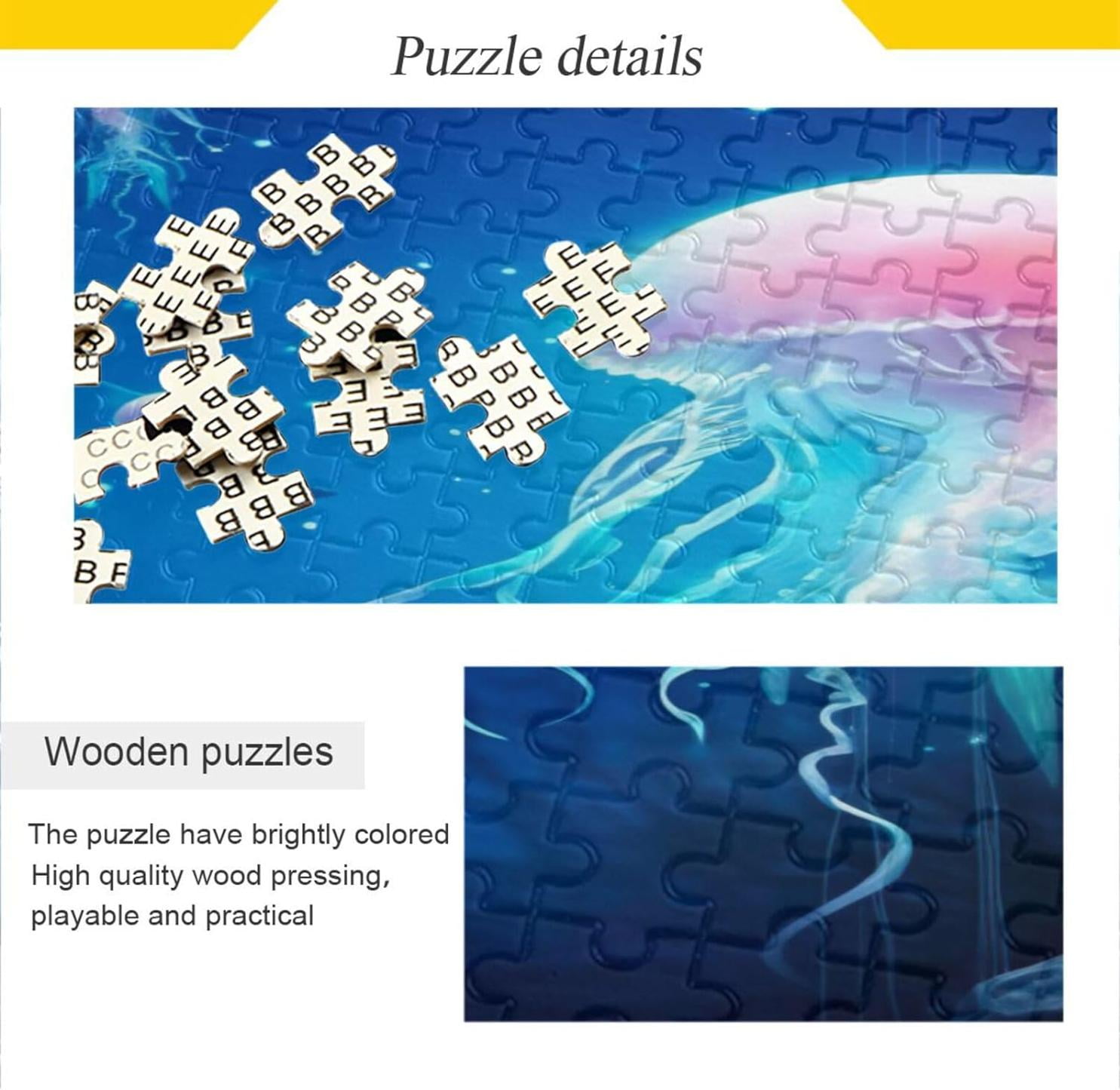 Jellyfish Wooden Jigsaw Puzzles, Intellectual Entertainment Educational Puzzles Fun Family Game ...