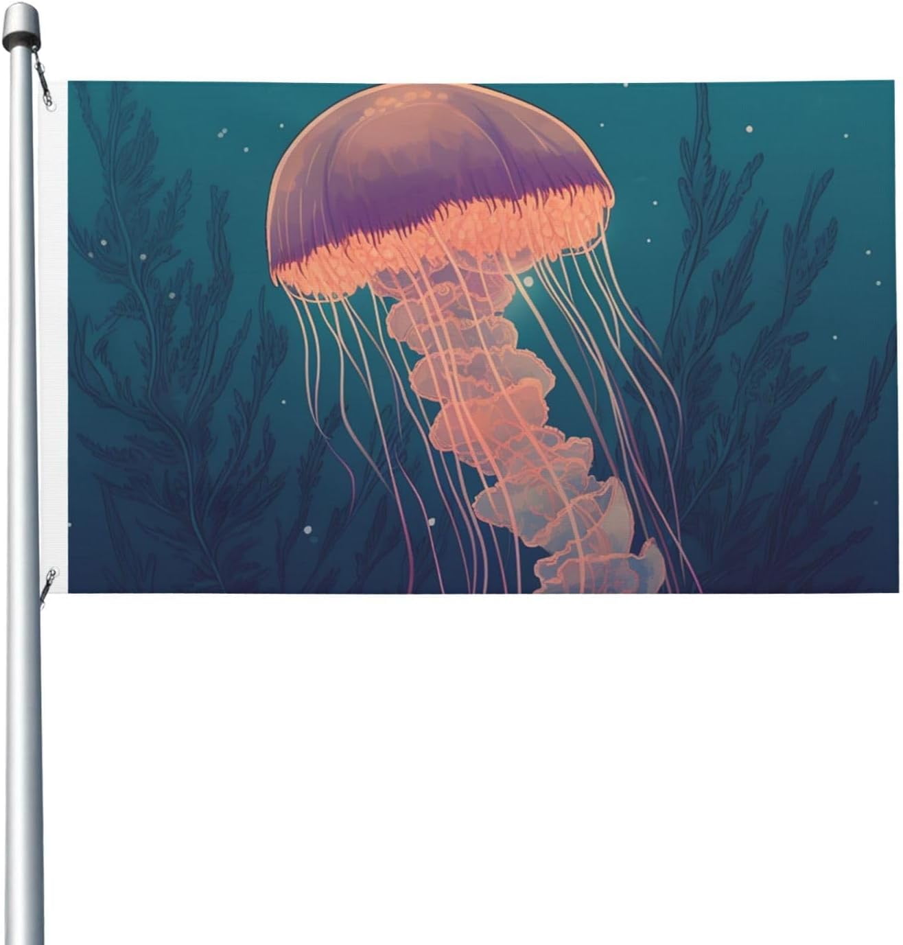 Jellyfish illustration Garden Flag Welcome Flags for Outside Holiday Banner with Brass Grommets ...