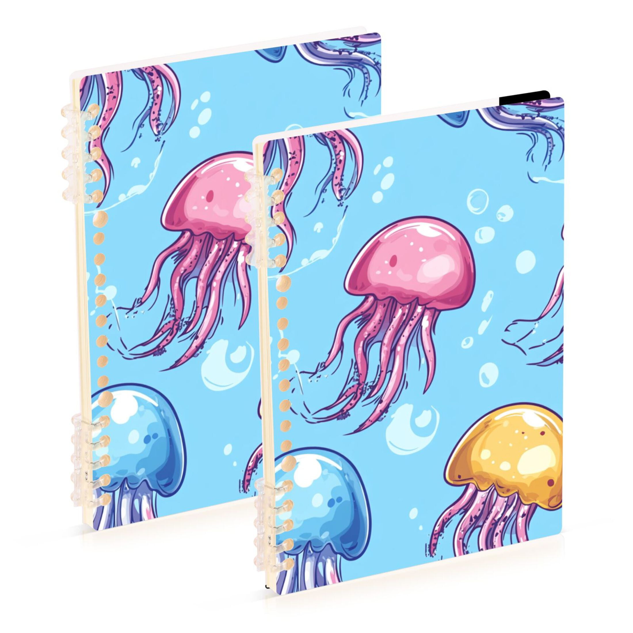 Jellyfish in Blue Ring Binder Notebook Journey Note Diary College Ruled ...