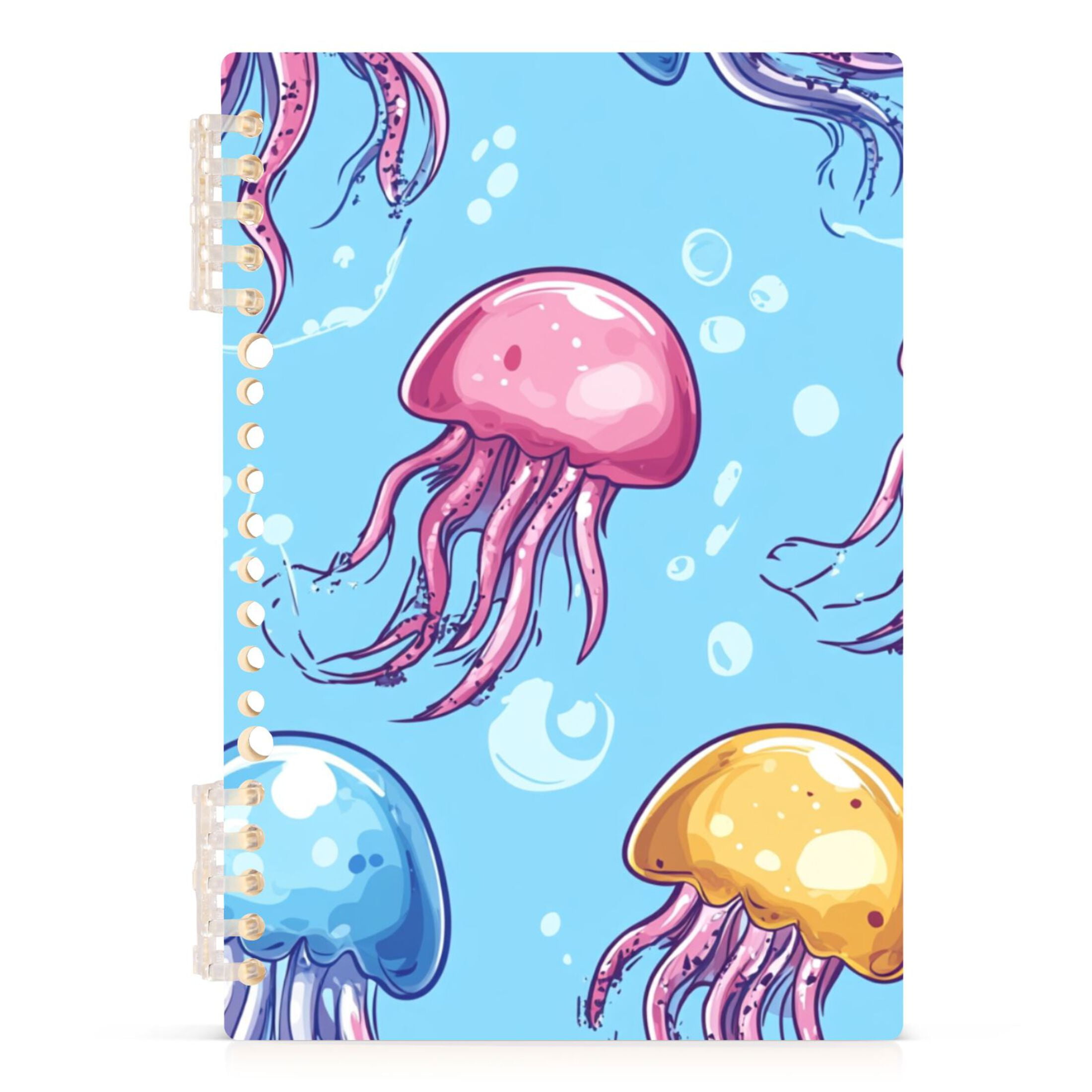 Jellyfish in Blue Ring Binder Notebook Journey Note Diary College Ruled ...