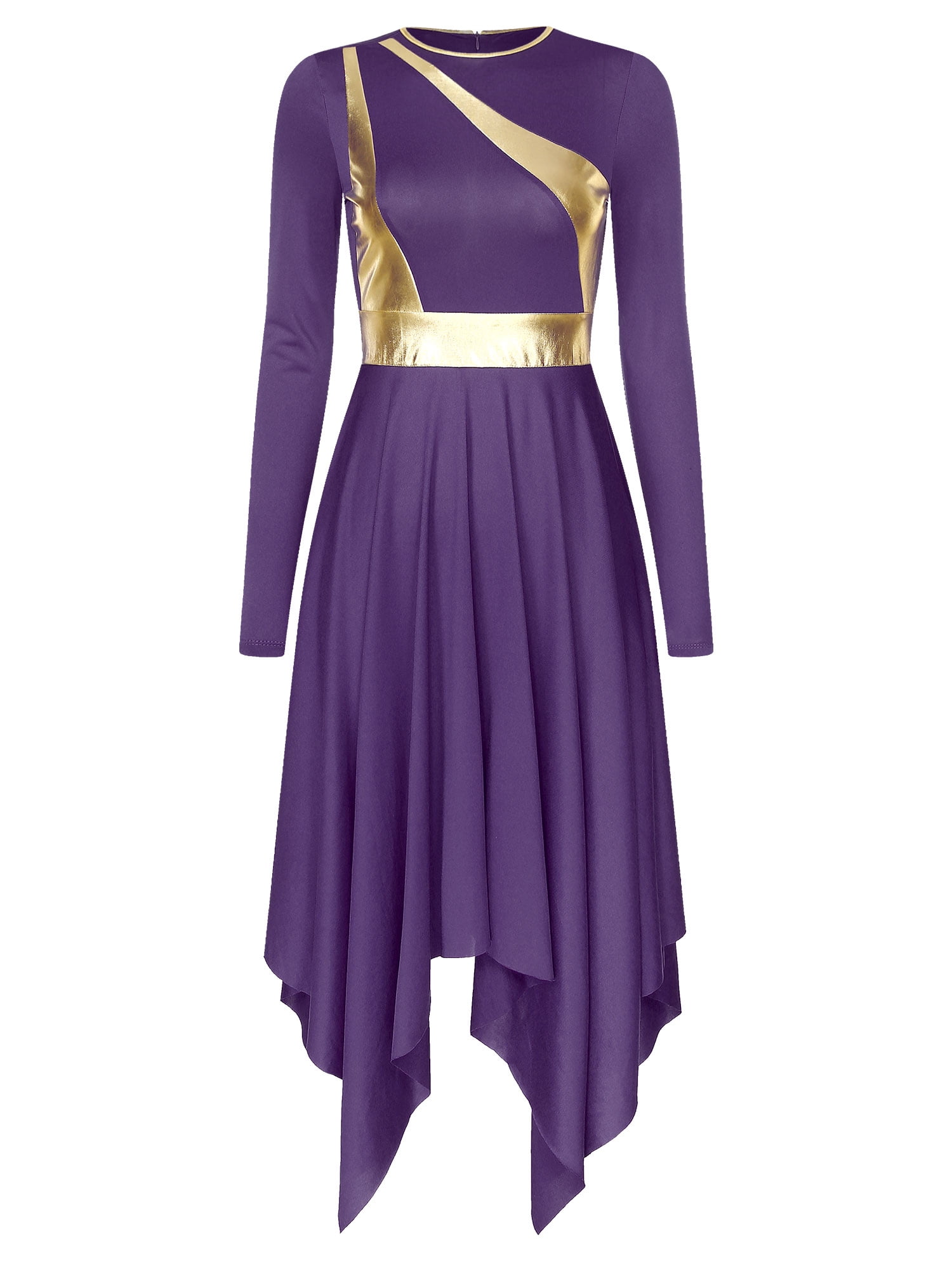 Jelory Women Liturgical Praise Dance Worship Long Dress Metallic Color ...