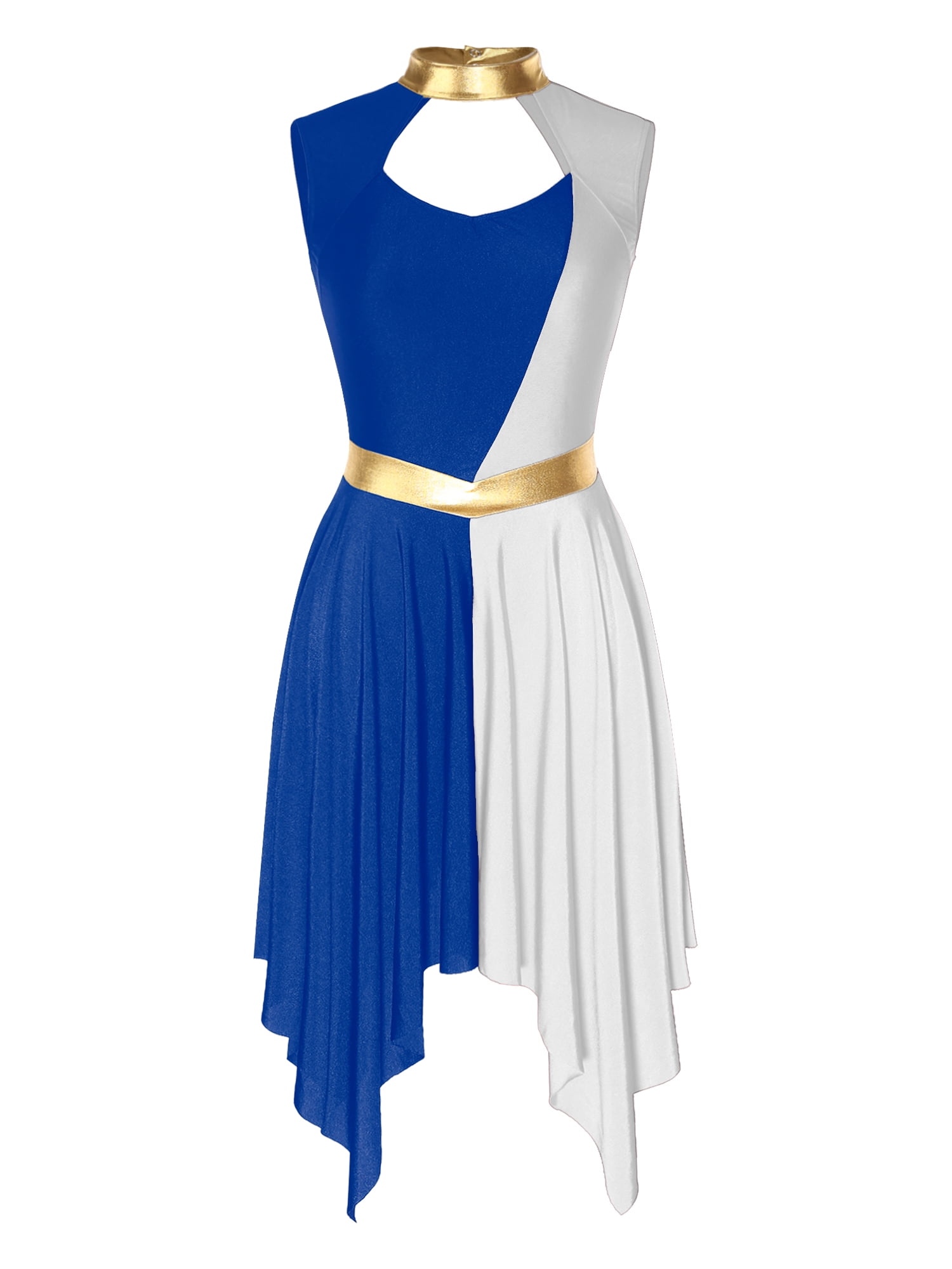 Jelory Women's Asymmetrical Color Block Lyrical Dance Costume Modern ...