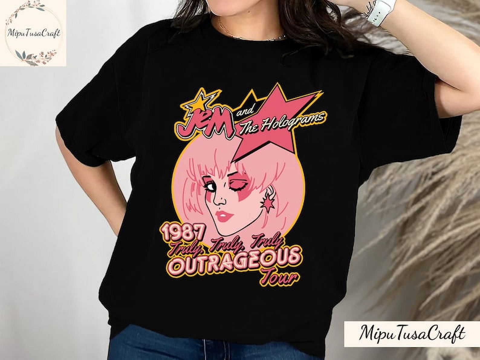 Jem & The Holograms tshirt, Jem Outrageous Tour Shirt, 80's Cartoon ...