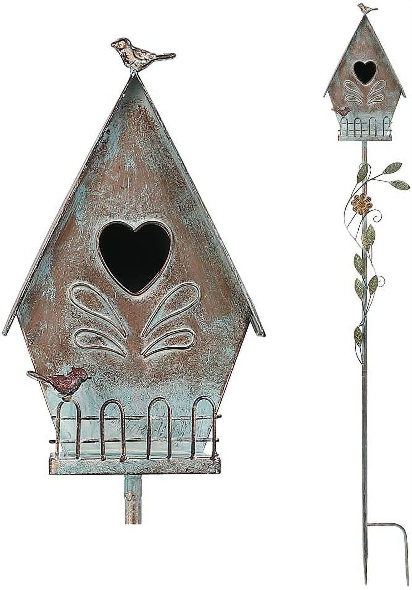 Jemeni A-Style Cottage Bird House Stakes for Outside, Metal Birdhouse ...