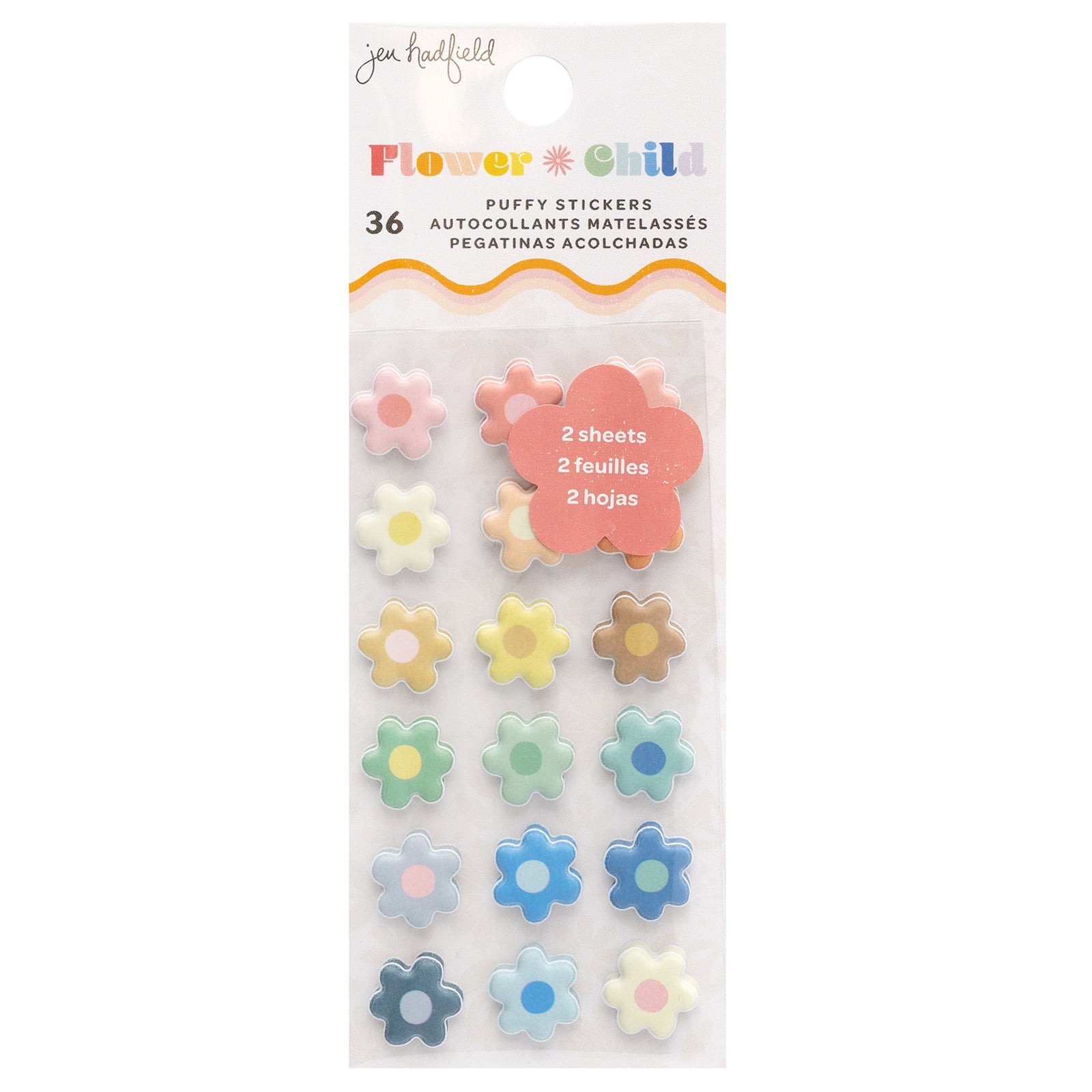 Jen Hadfield Flower Child Mini Puffy Stickers-36/Pkg - Walmart.com
