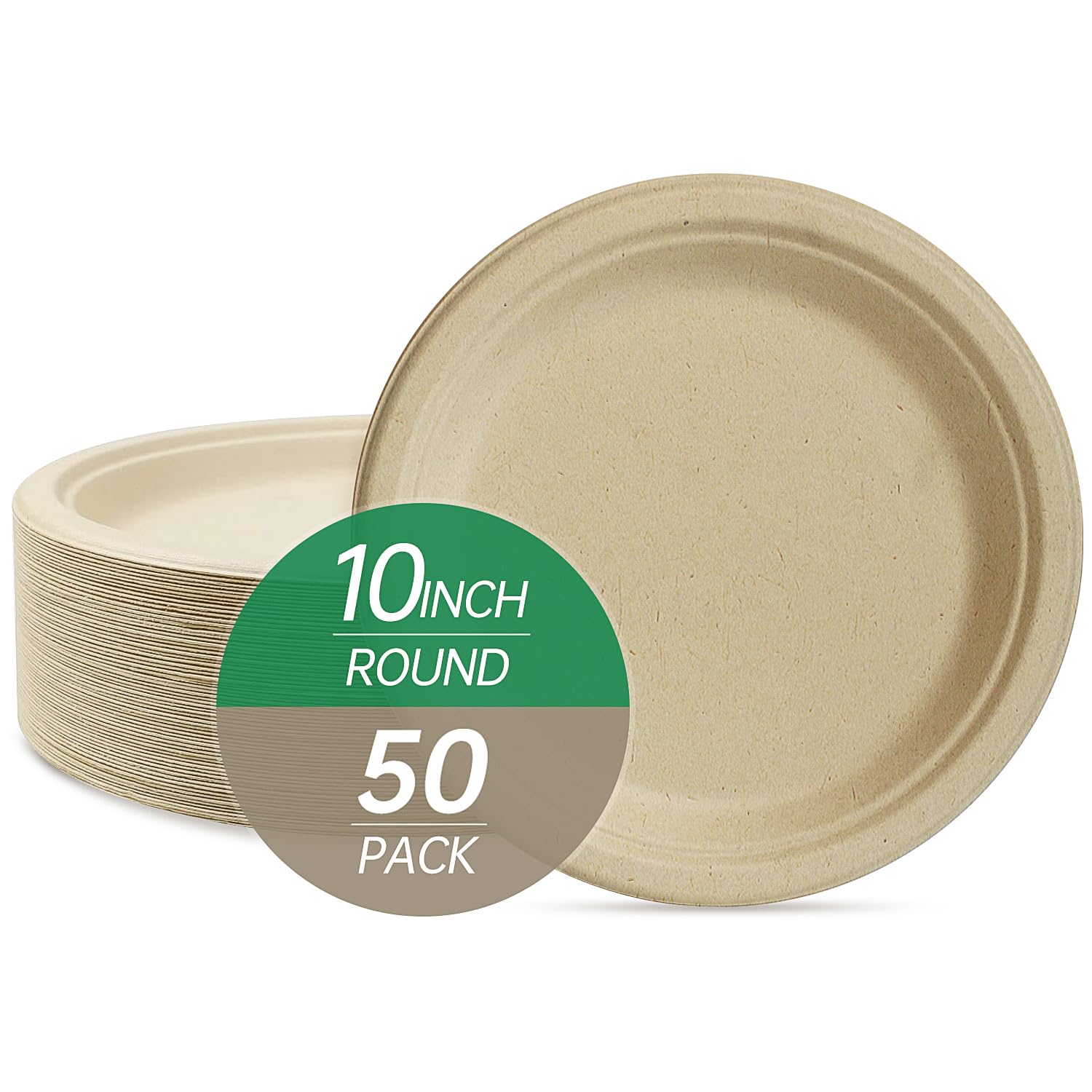 JenJen Tradition Compostable Paper Plates 10 Inch Bulk Large Disposable ...