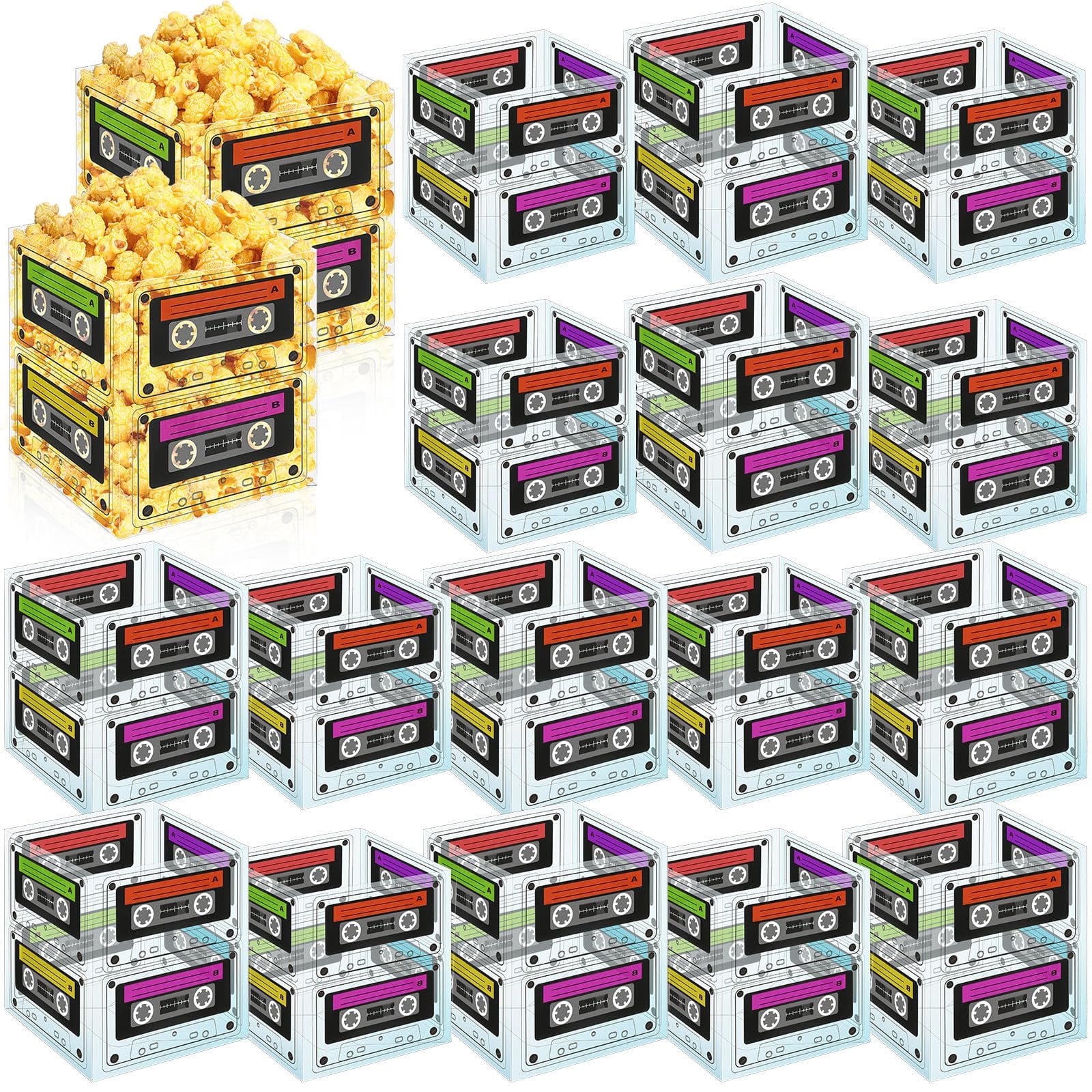 Jenaai 16 Pcs Cassette Tape Bucket Centerpiece Retro 80s Party Supplies ...