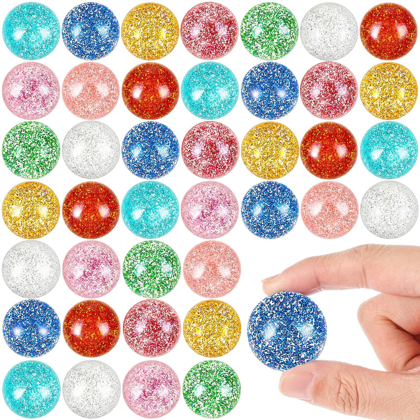 Jenaai 50 Pcs Glitter Bouncy Balls for Kids, mm/1.26 Inches Assorted ...