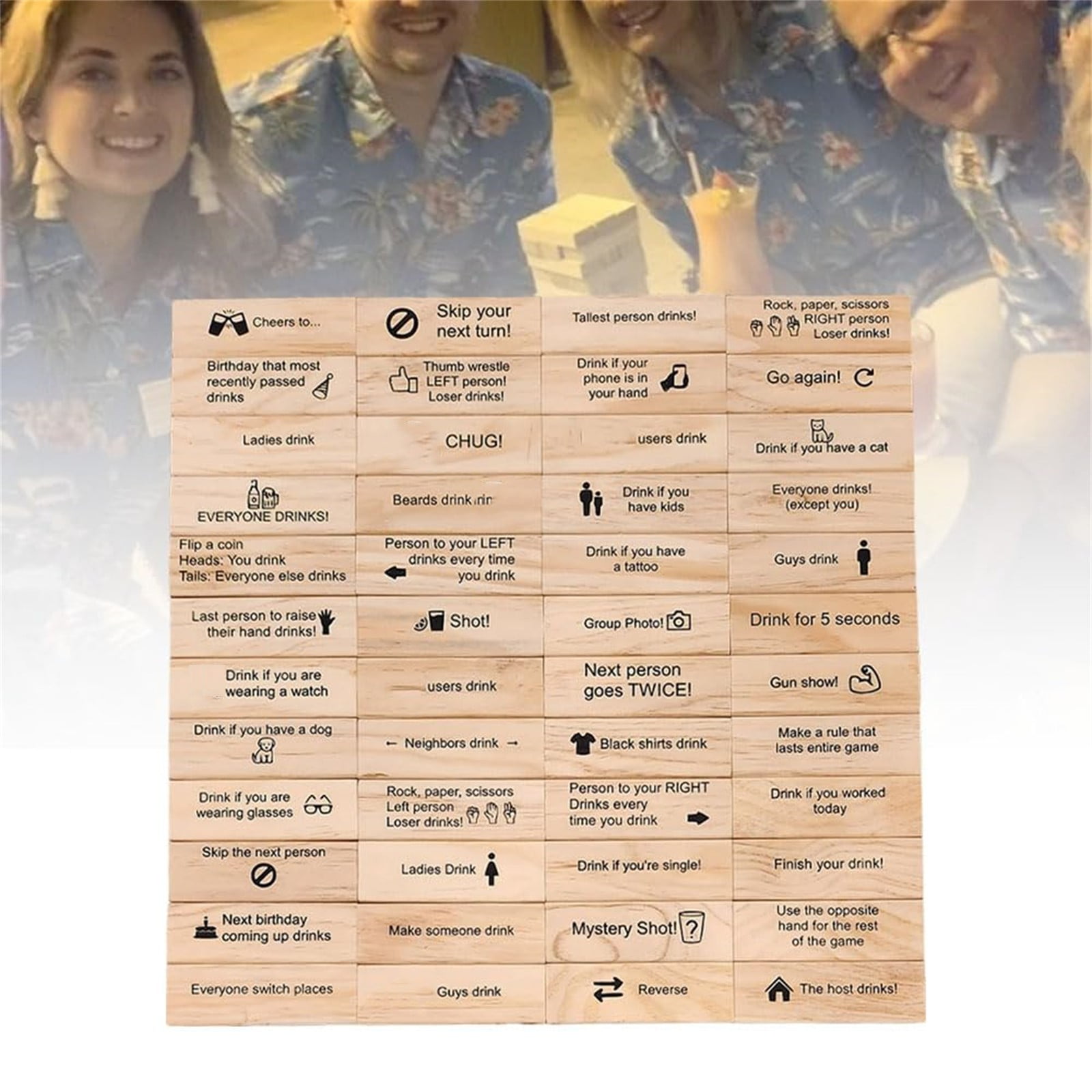 Jenga Game, 48 Pieces Questions Tumbling Tower Game, Wooden Tower ...