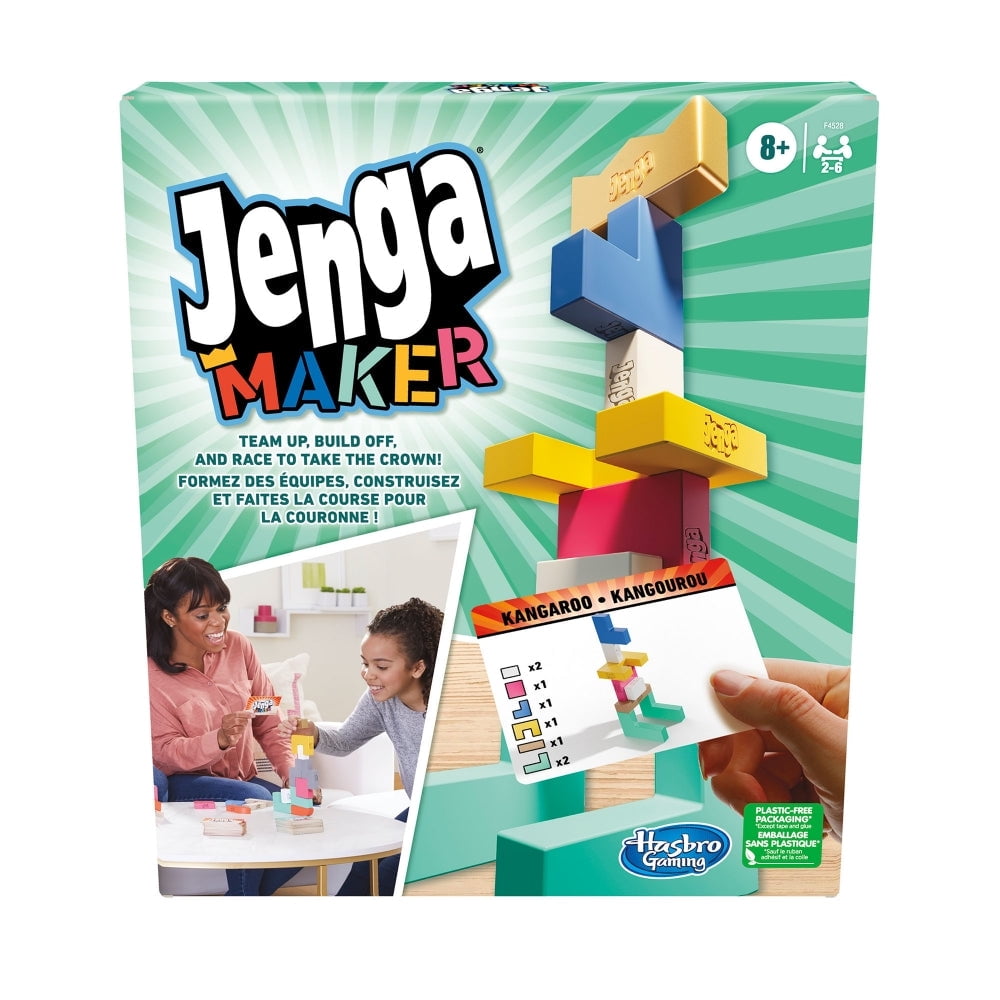 Jenga Maker Board Game Stacking Tower Wooden Blocks Party Team Hasbro ...