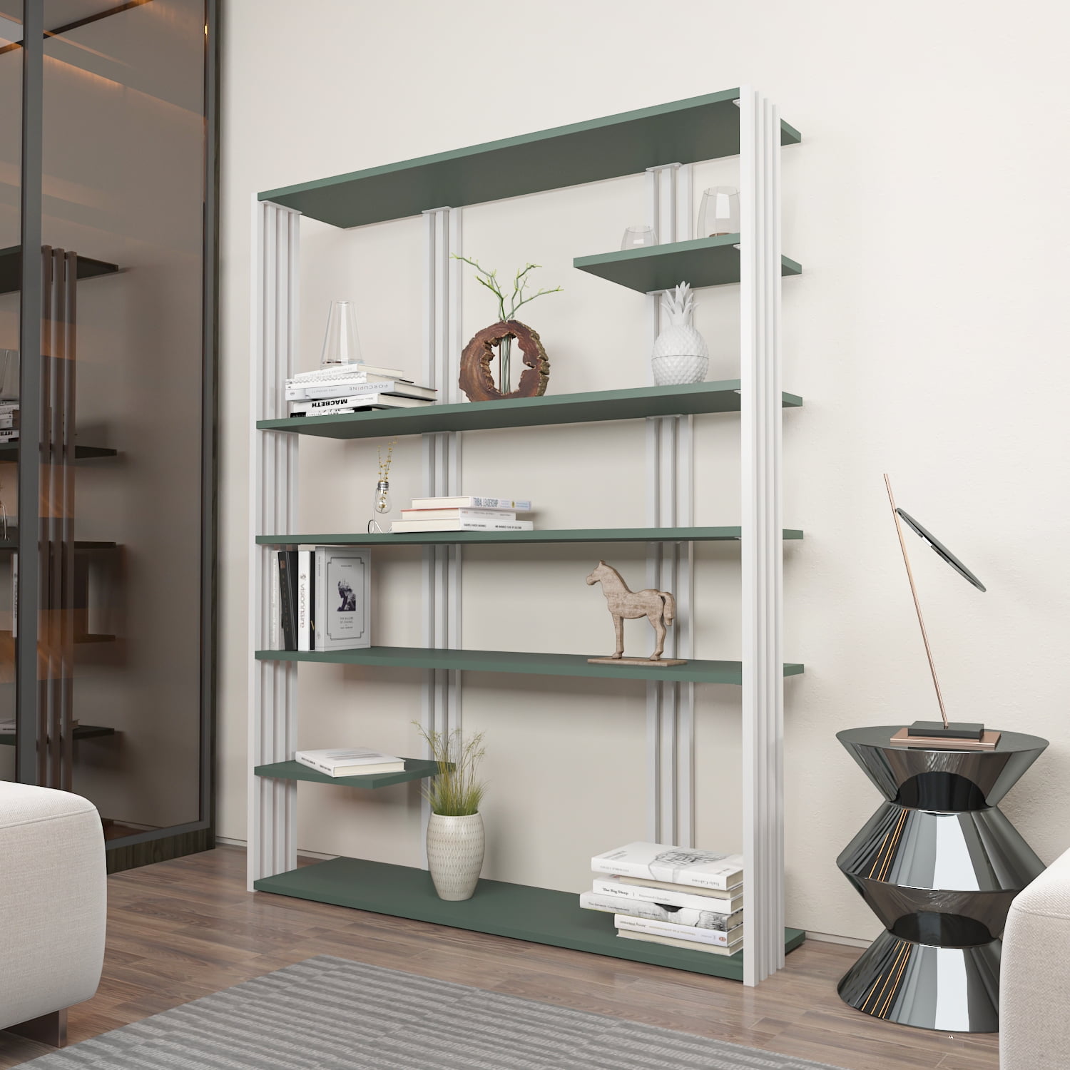 Jeni 63'' Accent Bookcase Bookshelf Display Unit for Livingroom ...