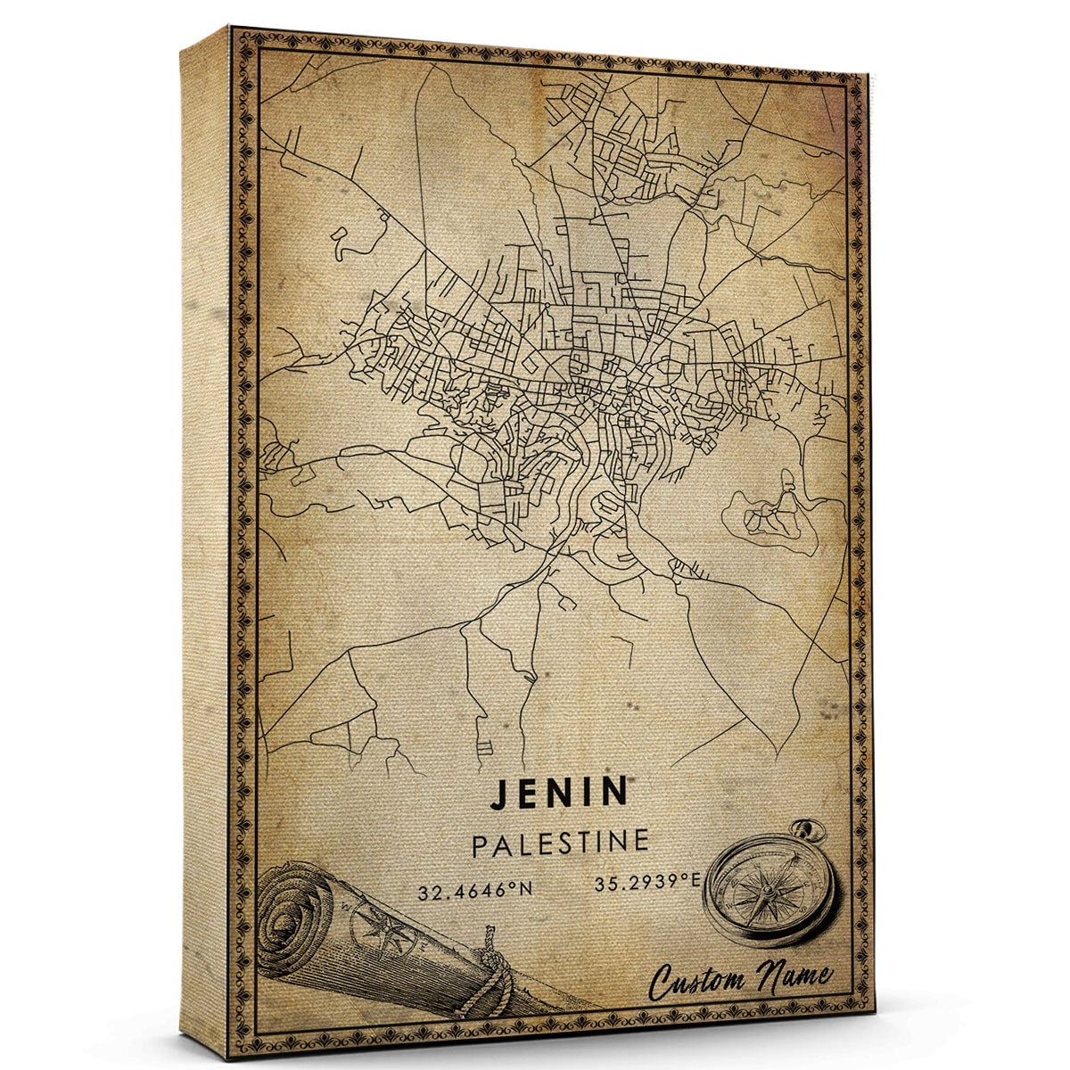 Jenin Map Poster, Palestine Map Art Poster, Canvas, Jenin Map City ...