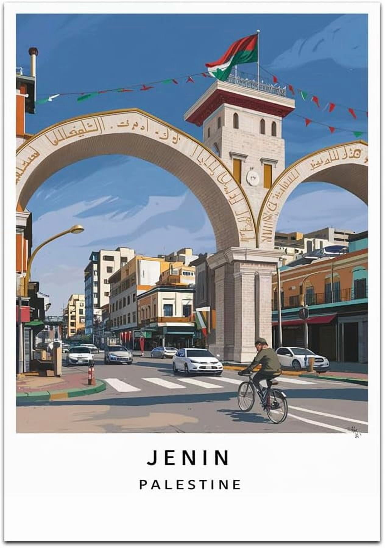 Jenin Map Retro Style Travel Canvas, Jenin Map Vintage Rustic Canvas ...