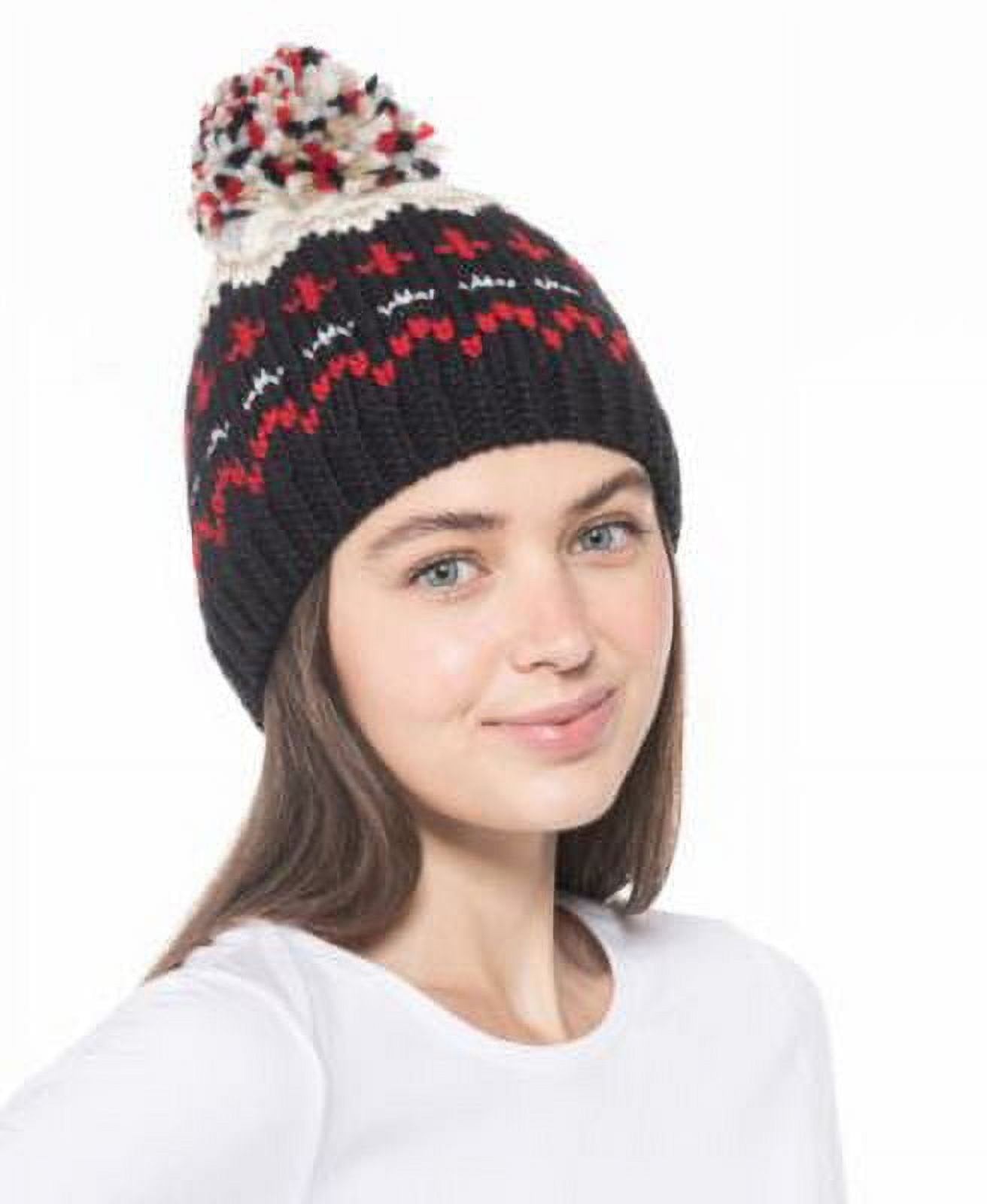 Jenni Women's Chunky Fair Isle Beanie, Black, One Size - Walmart.com