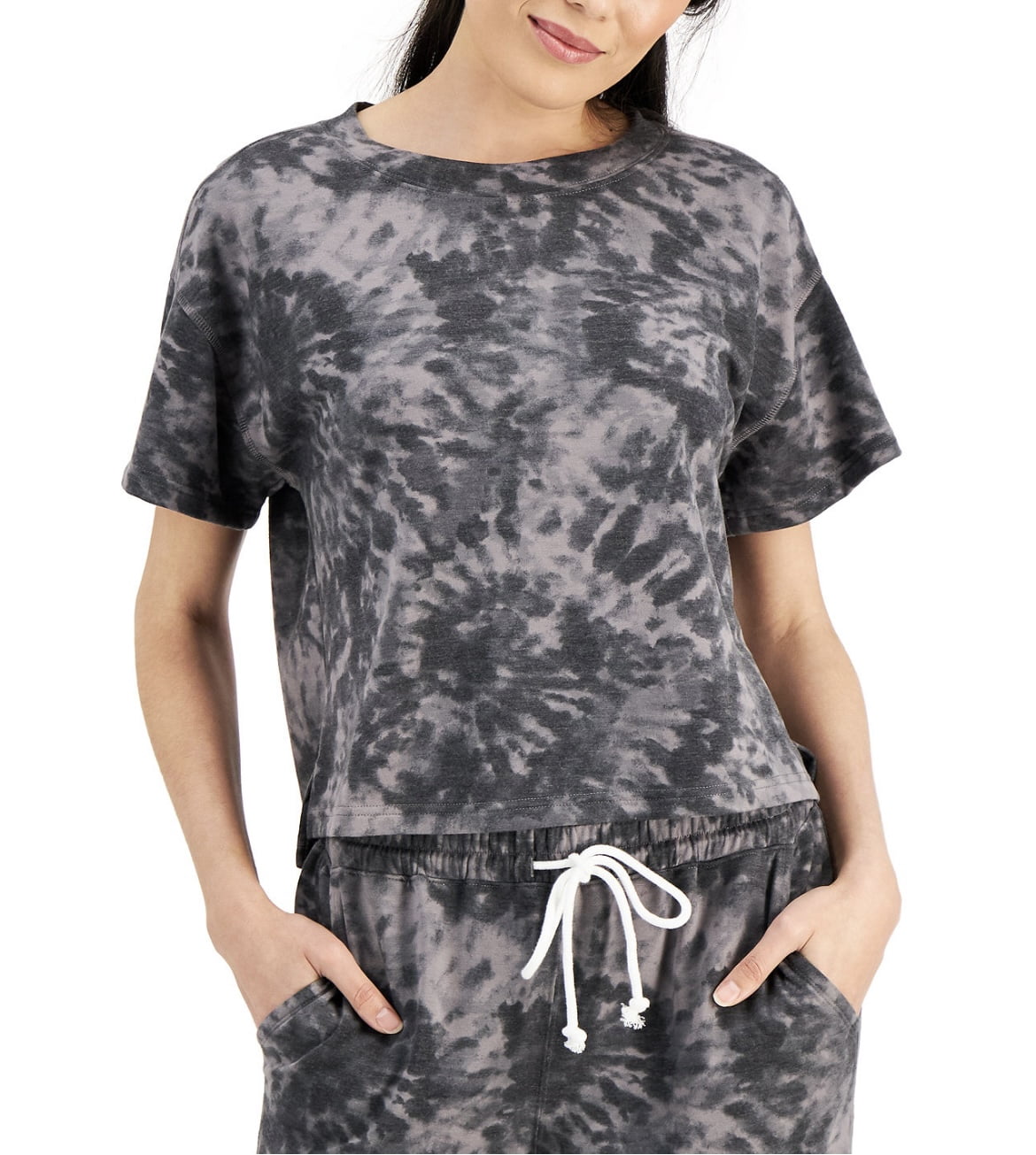 Jenni Women's Short Sleeve Super Soft Pajama T-Shirt Grey Swirl Tie Dye ...