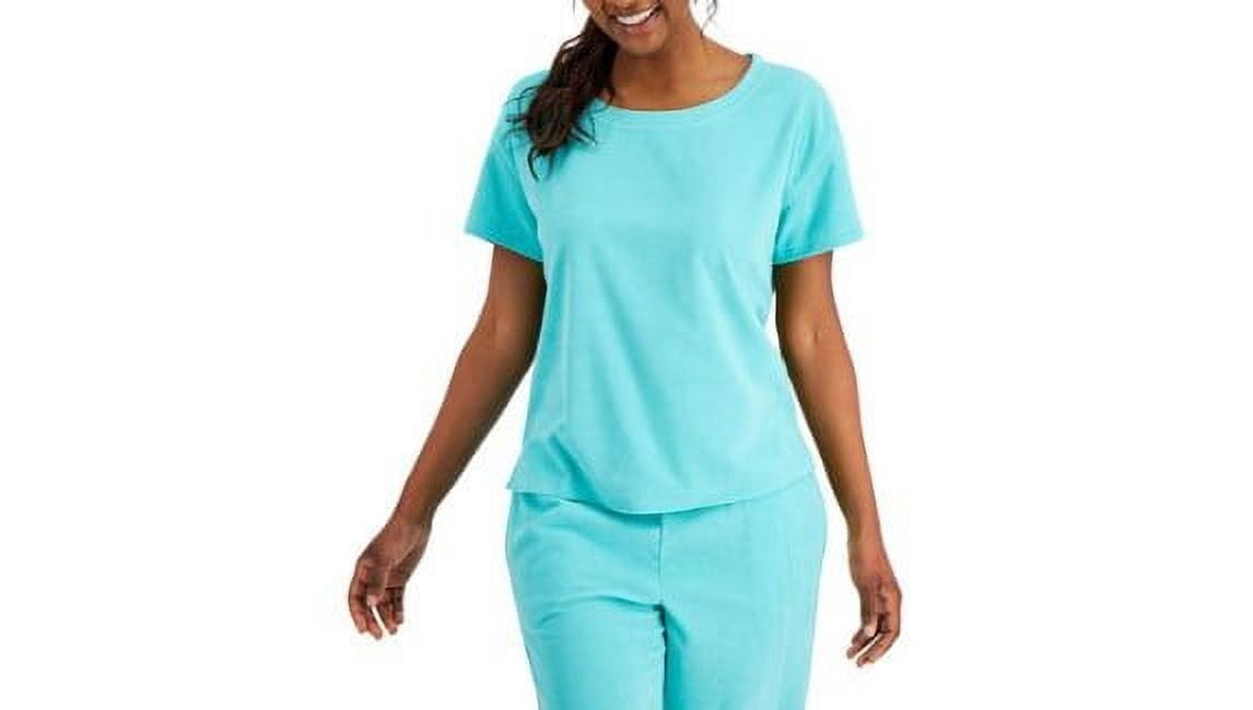 Jenni Women's Terry Cloth Crewneck Top-Aqua-Large - Walmart.com