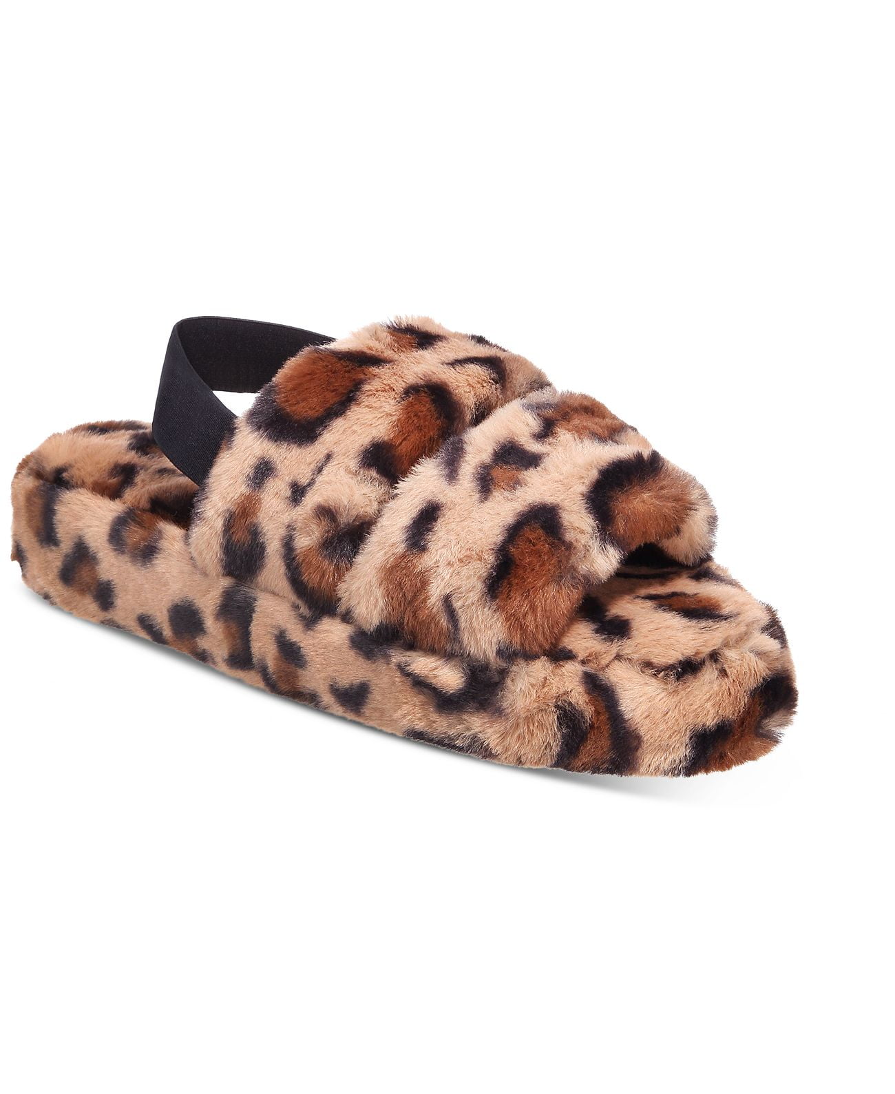 Jenni Womens Plush Faux Fur Slide Leopard, Medium/Large - Walmart.com