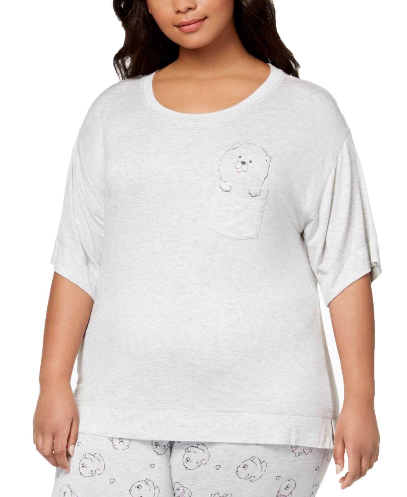 Jenni by Jennifer Moore Women’s Plus Size Graphic-Pocket Pajama Tops ...