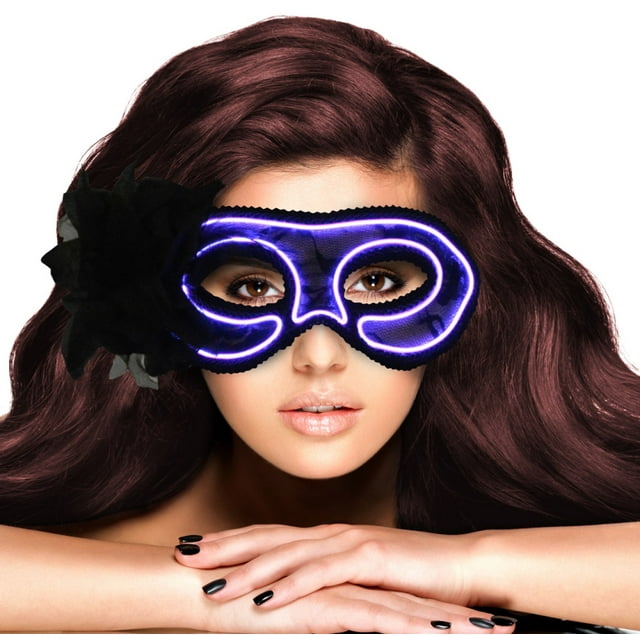 JenniWears Halloween Mask for Women Light Up Venetian Lace Mask LED ...