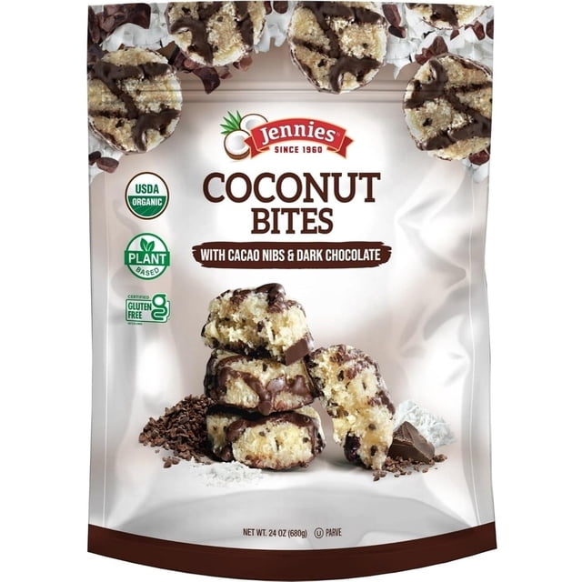 Jennies Organic Coconut Cacao Bite with Chocolate Nibs, 24 Ounce ...