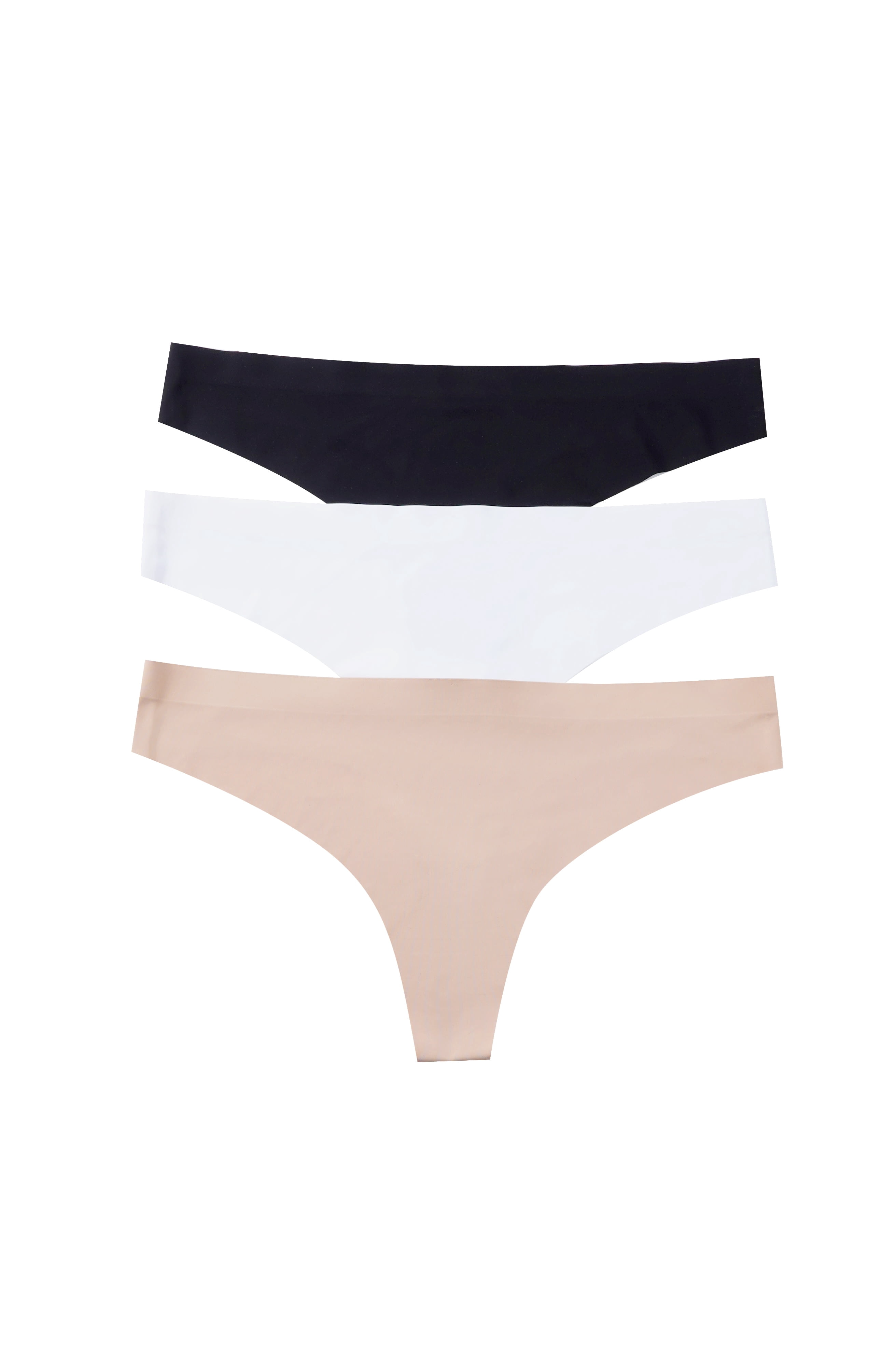 Jennifer Intimate 3 Pack Laser Cut Seamless Thong Panty Second-Skin Fit ...