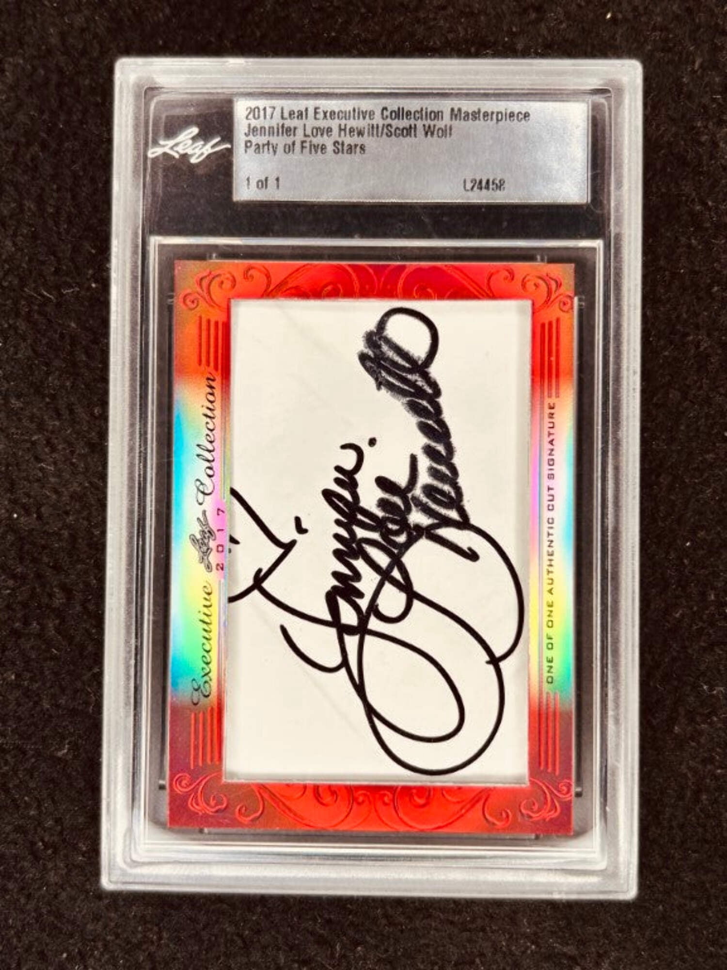 Jennifer Love Hewitt and Scott Wolf 2017 Leaf Masterpiece Cut Signature ...
